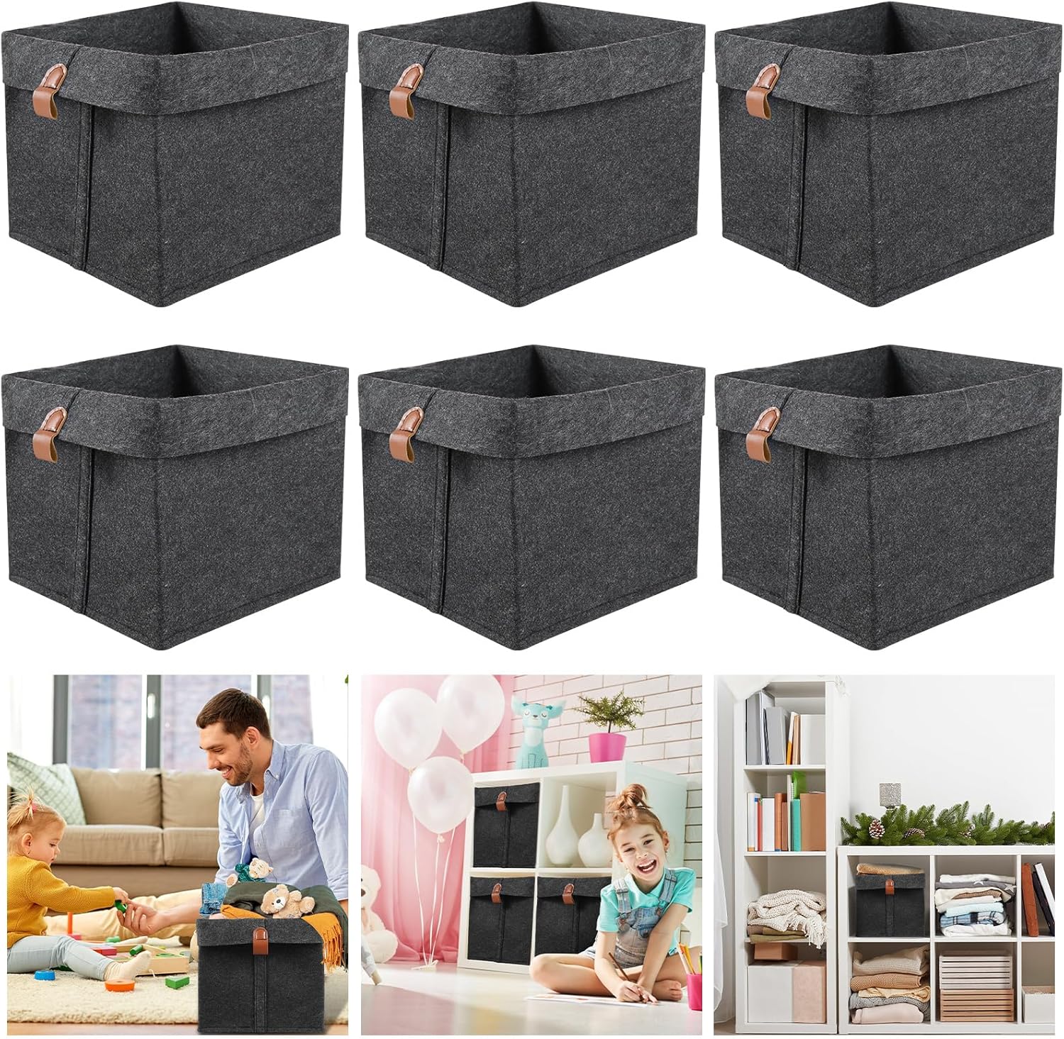 Amazon.com - 6Pcs Storage Cubes Felt Fabric Cube Storage Bin,9x9x10inch ...