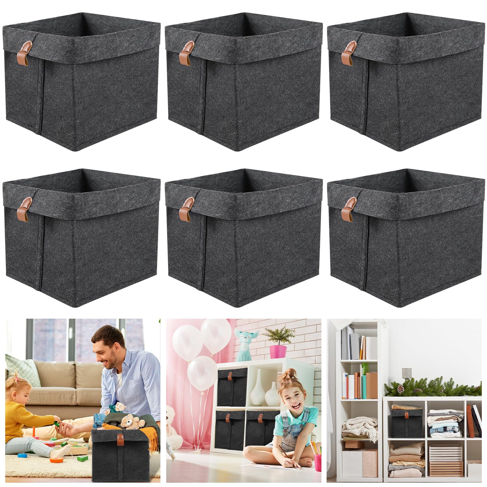 Amazon.com - 6Pcs Storage Cubes Felt Fabric Cube Storage Bin,9x9x10inch ...