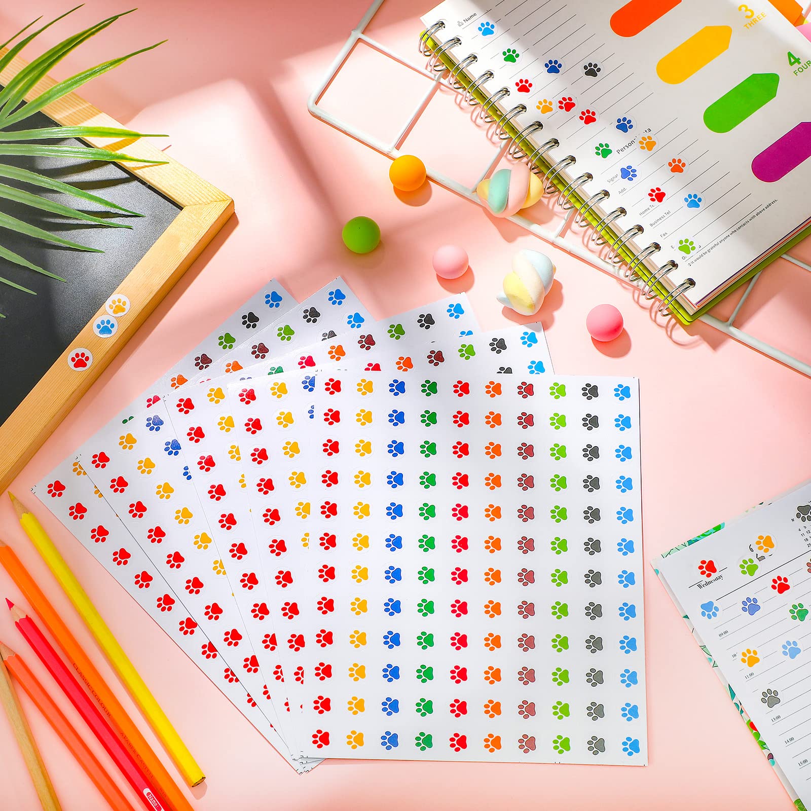 Snapklik.com : Geyee 3000 Multicolor Paw Print Stickers For Kids