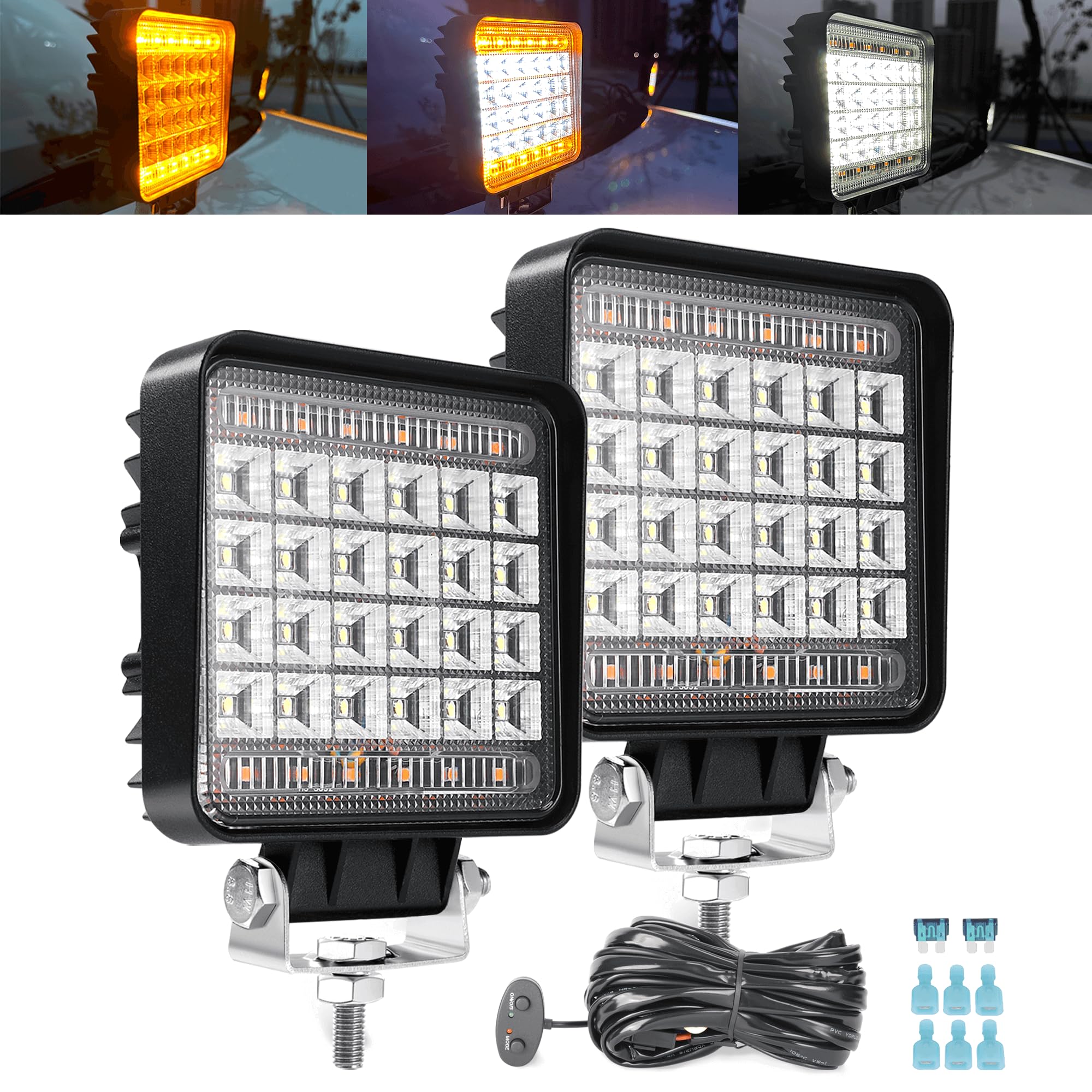 Snapklik.com : HOZILIFE LED Tractor Light Pods 2PCS 4 Inch 48W Amber ...