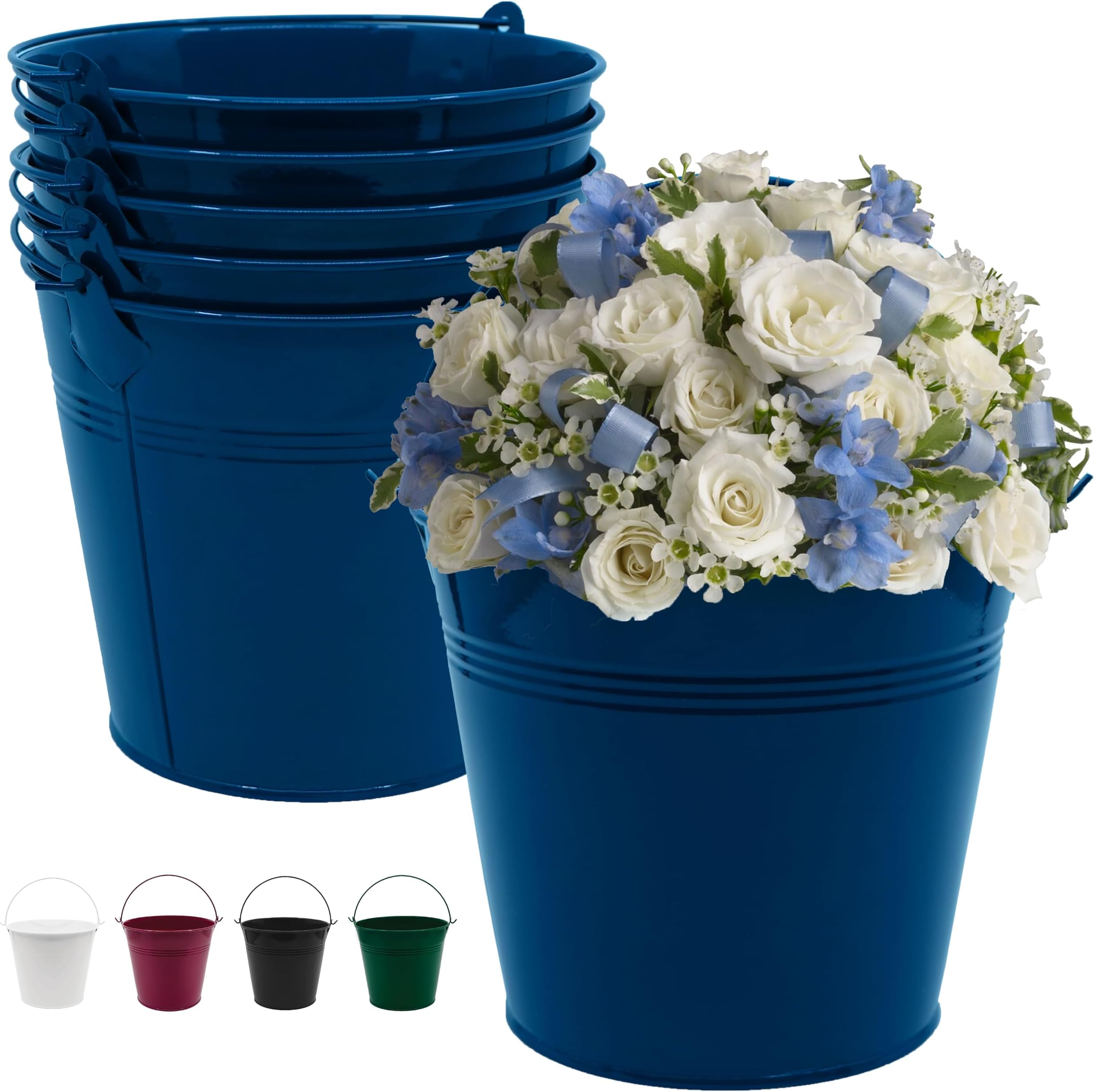 Amazon.com: Metal Pail Buckets Party Favor, 7-inch (Blue) : Health ...