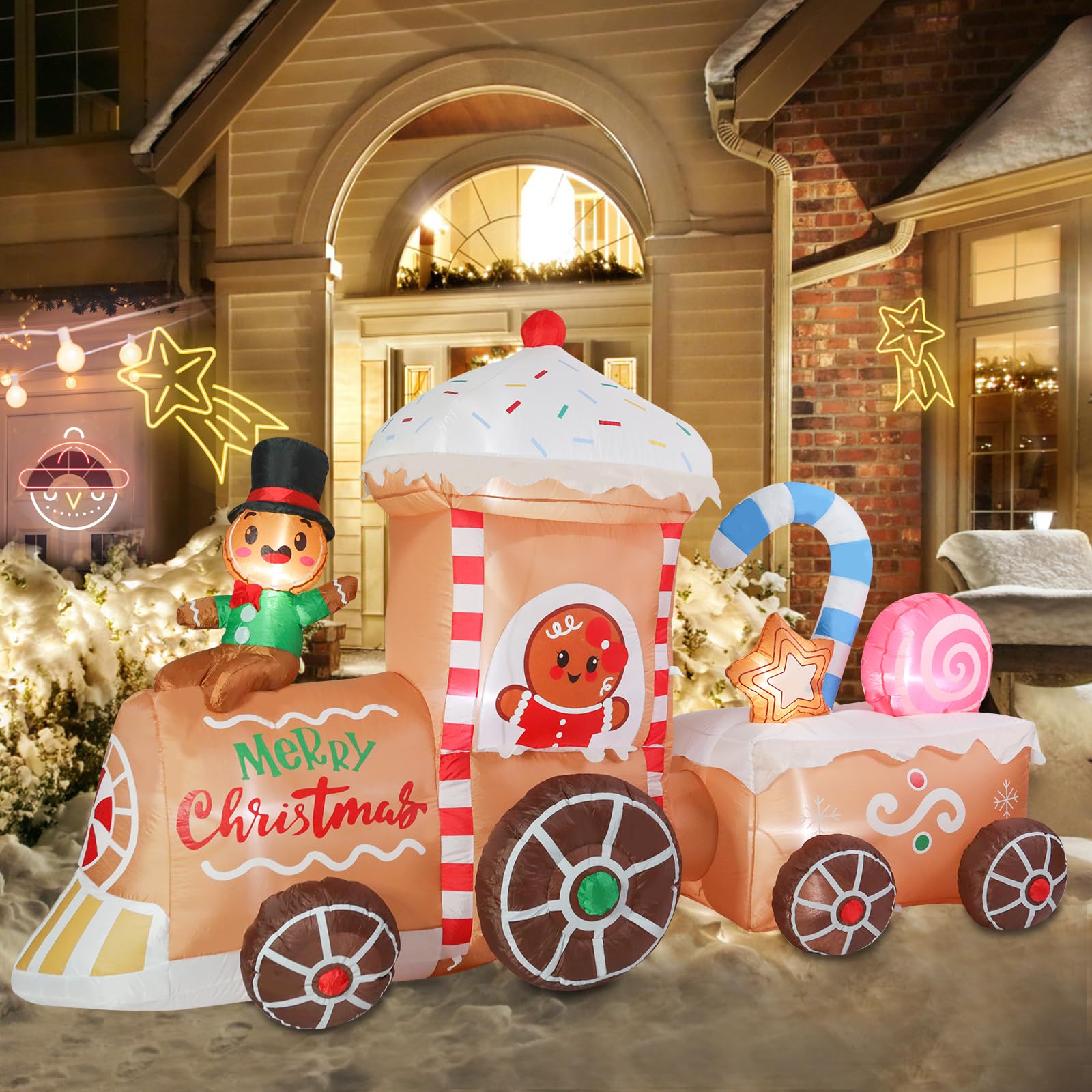 Amazon.com: VCUTEKA Christmas Inflatables Gingerbread Outdoor ...