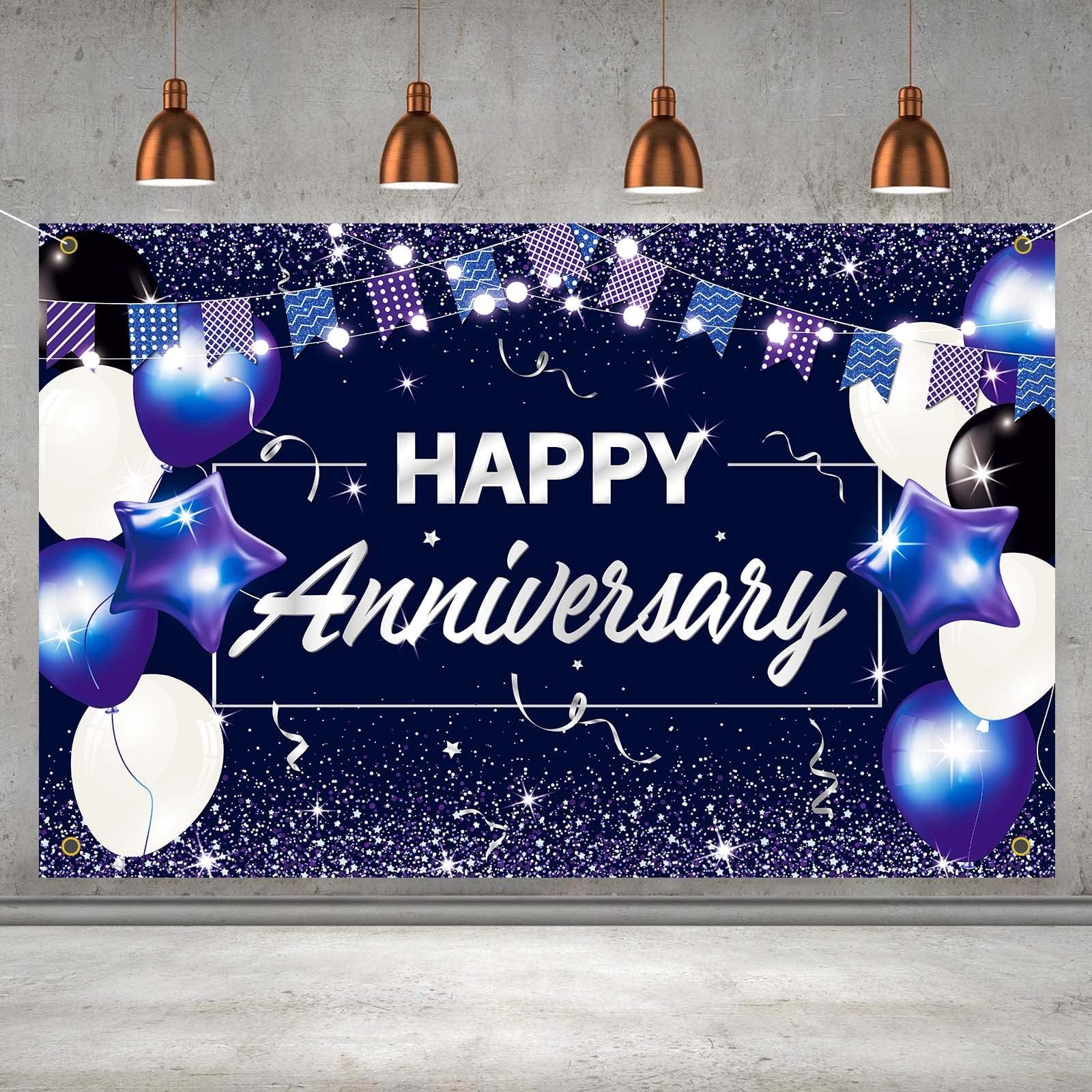 Amazon.com: Happy Anniversary Banner Backdrop Sign Wedding Anniversary ...