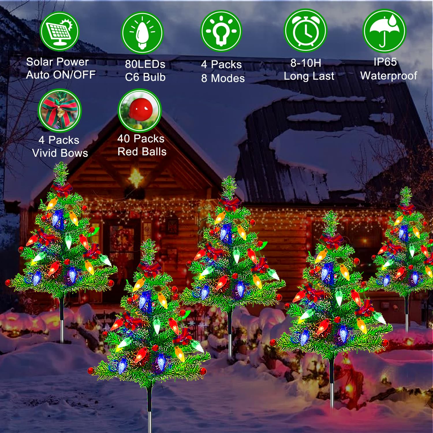 Decoration Noel Exterieur Ninonly 2 Pack Solar Christmas Trees Light ...