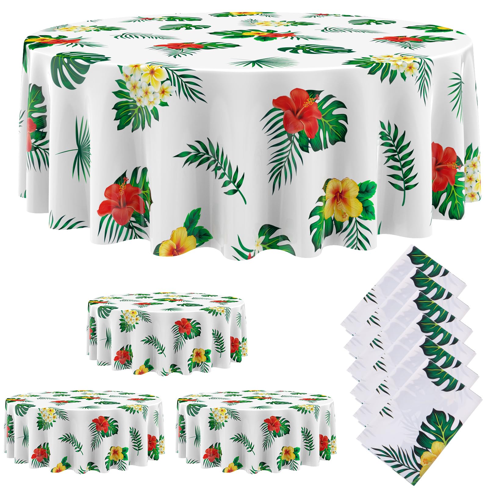 Amazon.com: Oudain 6 Pieces Hawaiian Tablecloth 84 Inch Luau Tropical ...
