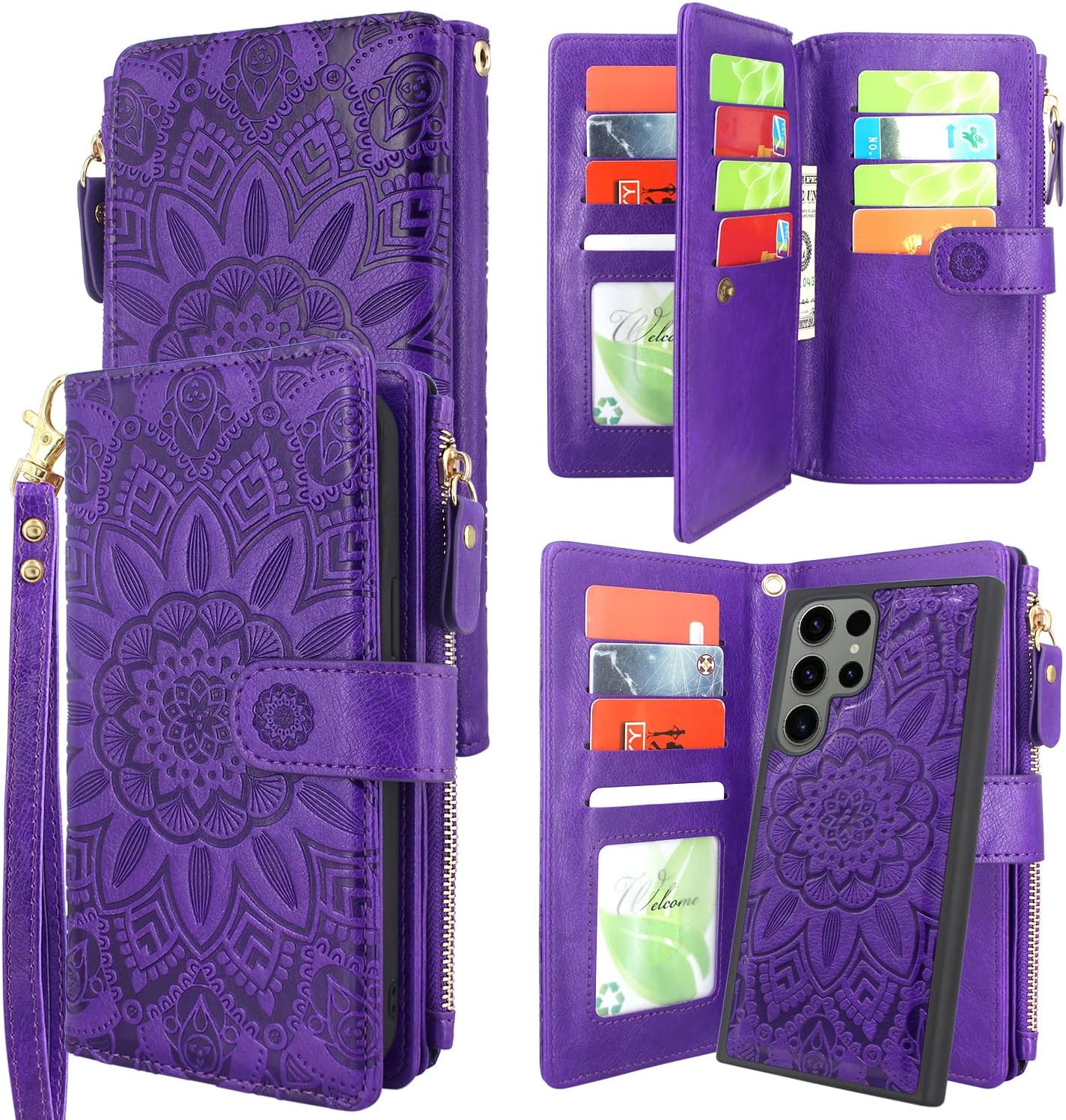 Amazon.com: Harryshell Detachable Magnetic Zipper Wallet Leather Case ...