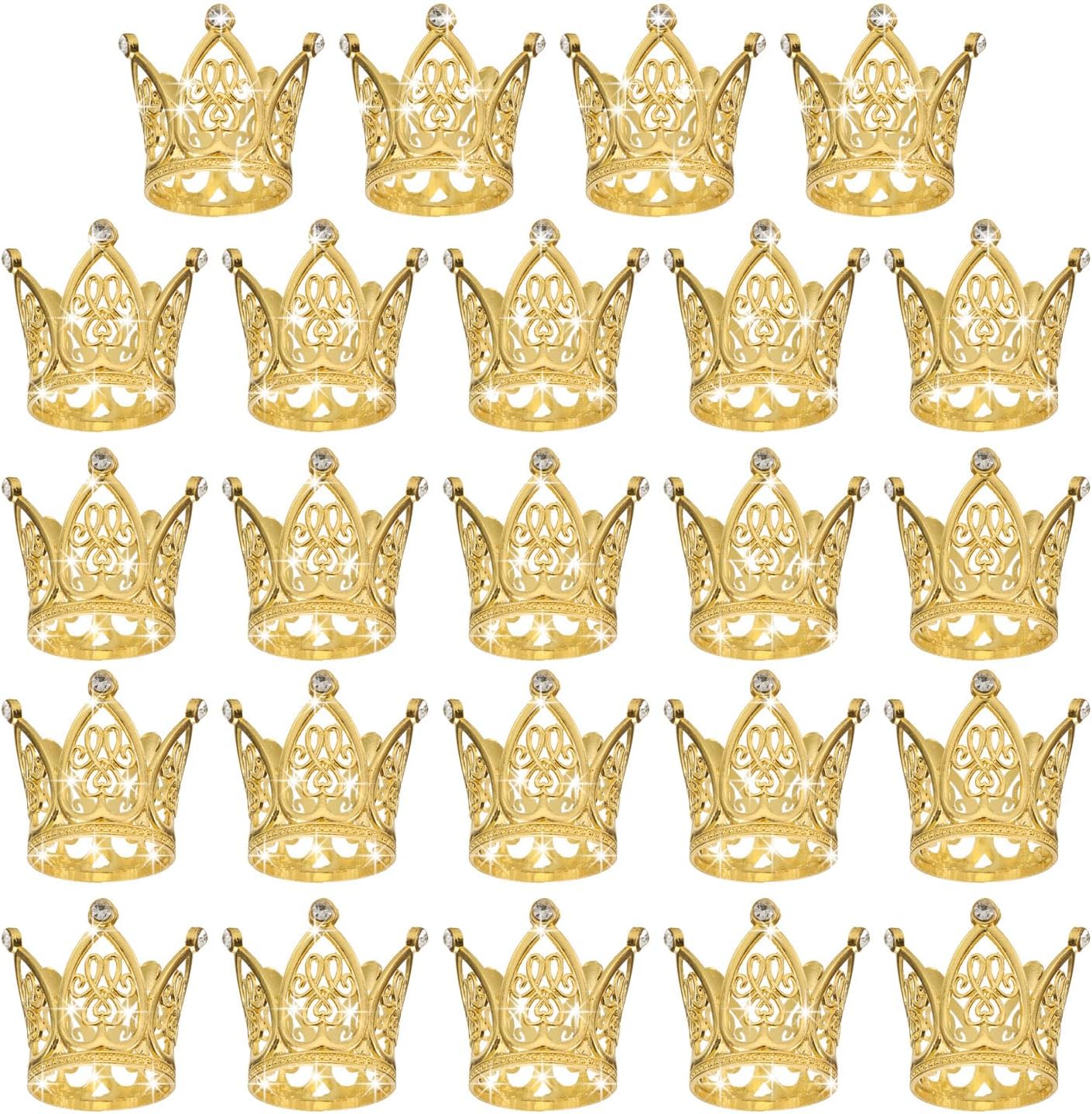 Amazon.com: uxcell 24Pcs Mini Crown Cake Toppers, Alloy Queen Princess ...