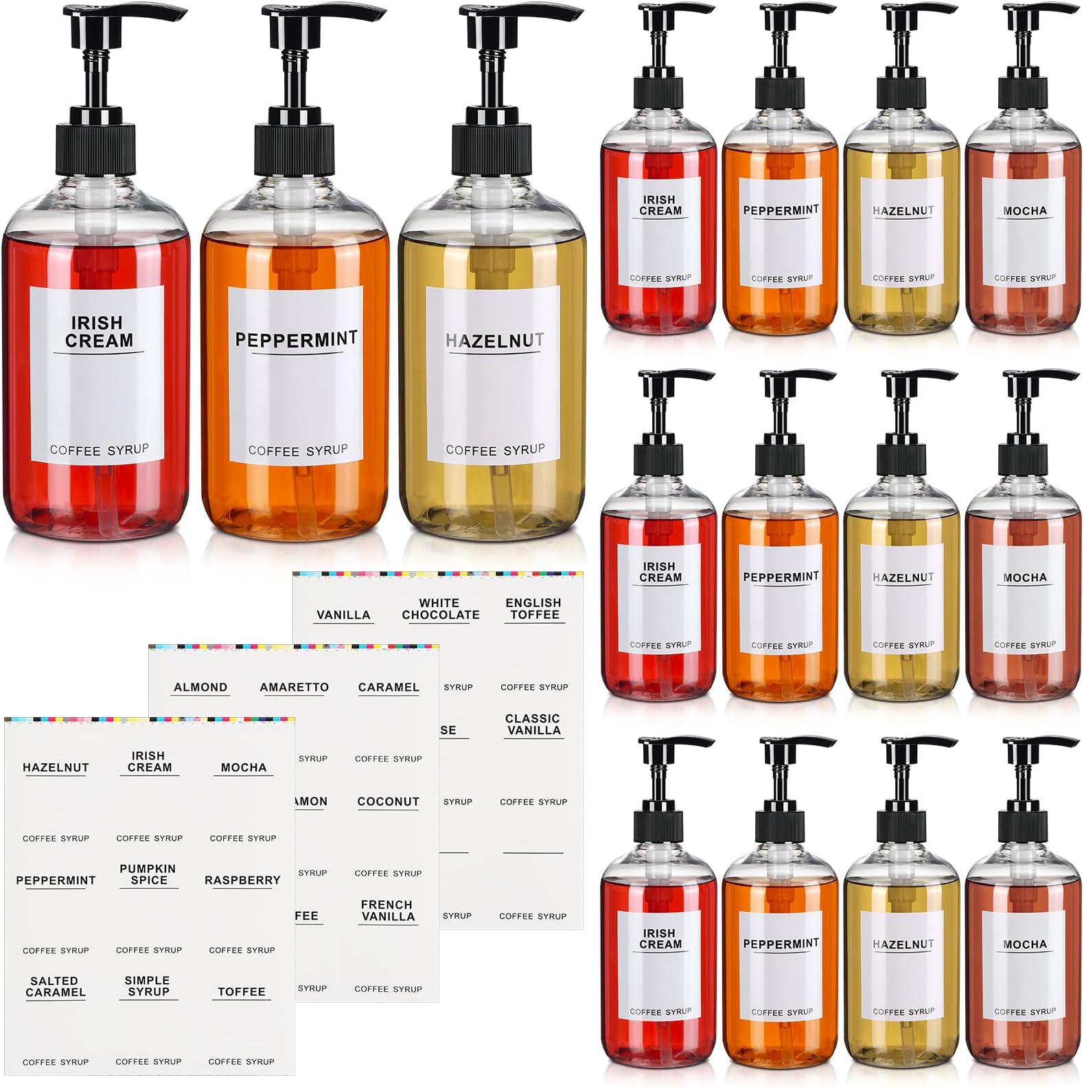 Amazon.com: Nuogo 8 Pcs Empty Syrup Bottles - 25.4 Oz/750ml with 27 ...