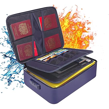 Fireproof Document Box Lockable File Storage Box 36x27x10cm Multi ...