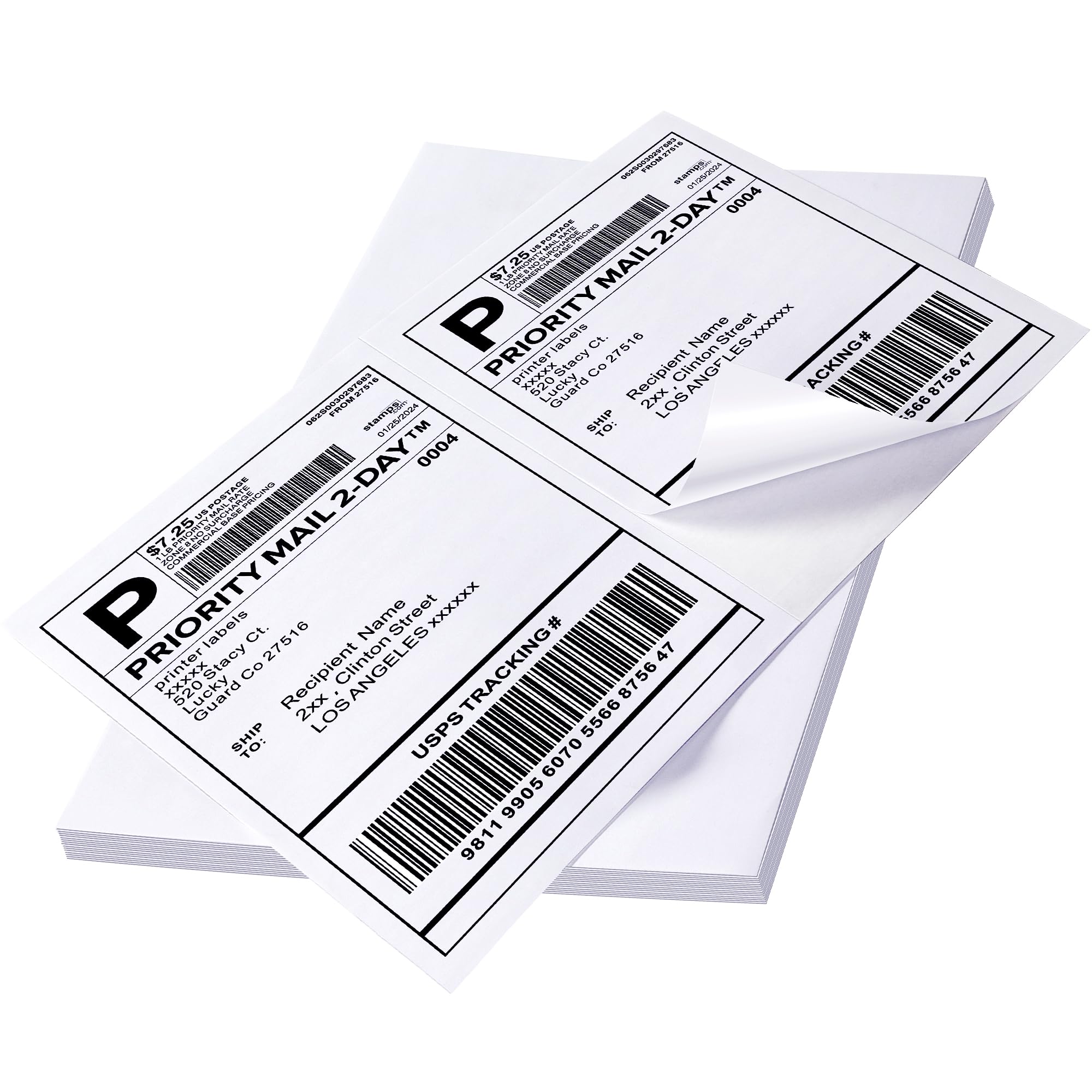 Snapklik.com : 60 Shipping Labels 2 Per Sheet 8.5" X 5.5" Matte Half ...