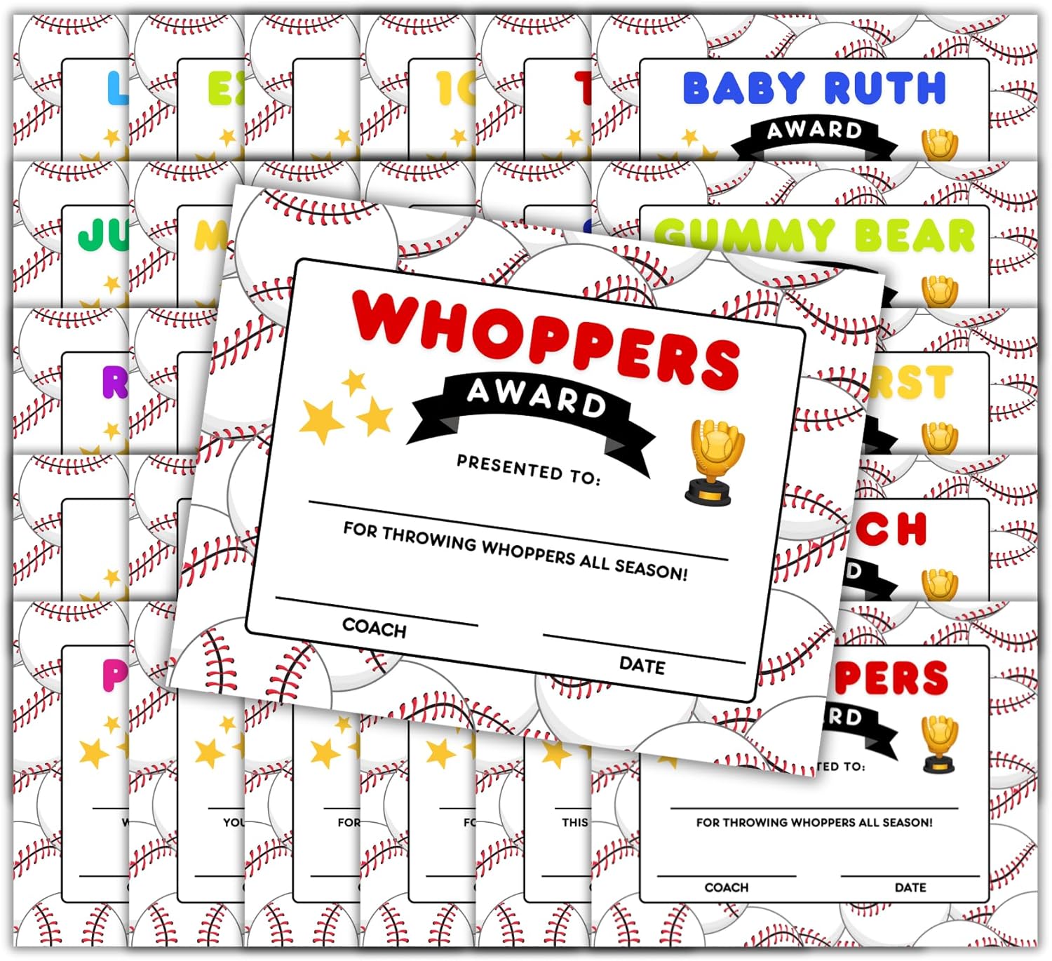 Amazon.com : Baseball Team Candy Bar Awards T-Ball 30 pk Unique Funny ...