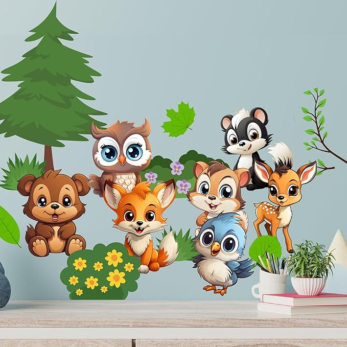Amazon Forest Animal Nursery Wall Decal Set Premium Peel And