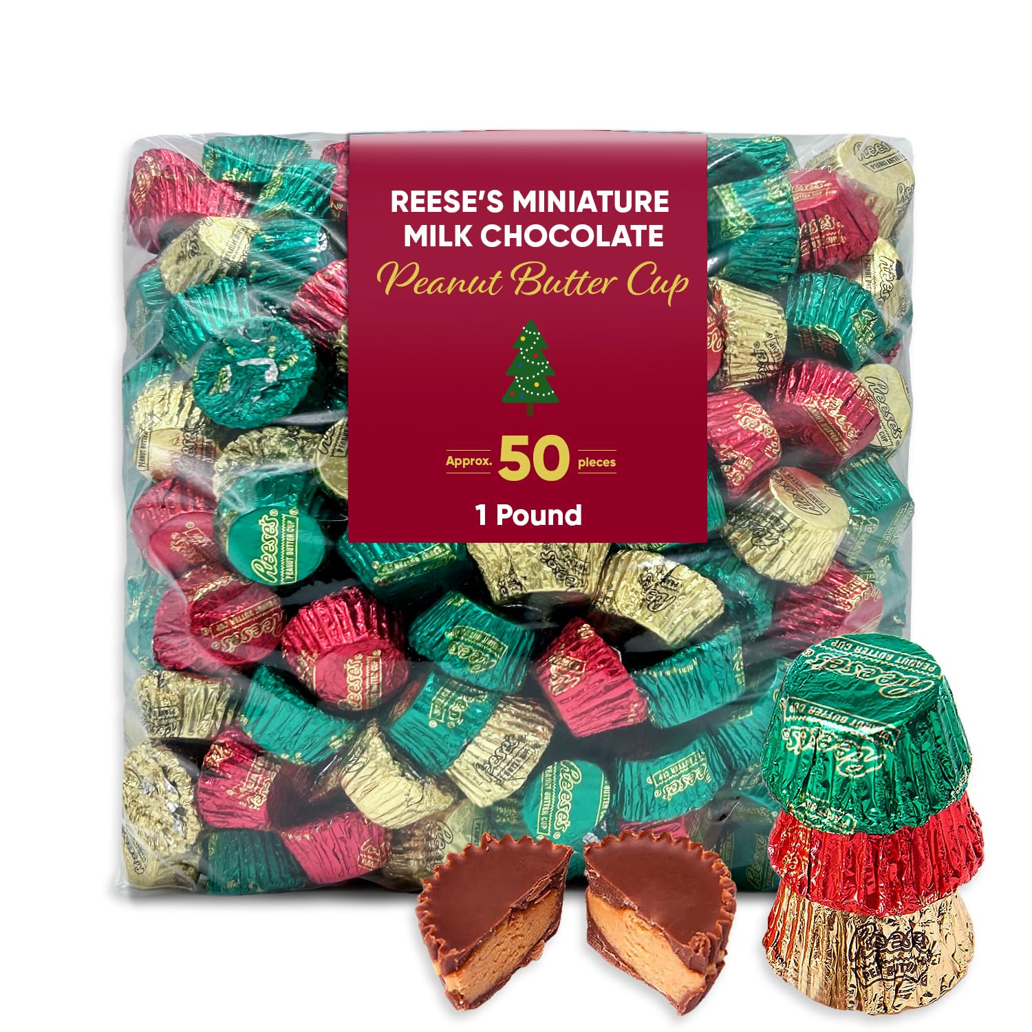 Amazon.com : Miniatures Milk Chocolate Peanut Butter Cups Christmas ...