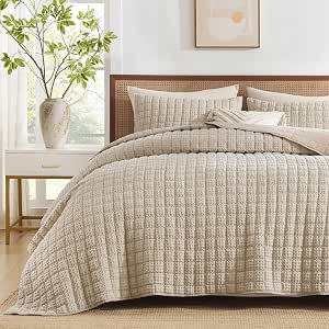 Grassix Waffle King Quilt Set - Luxury Soft Quilt Set King Size, 3 ...