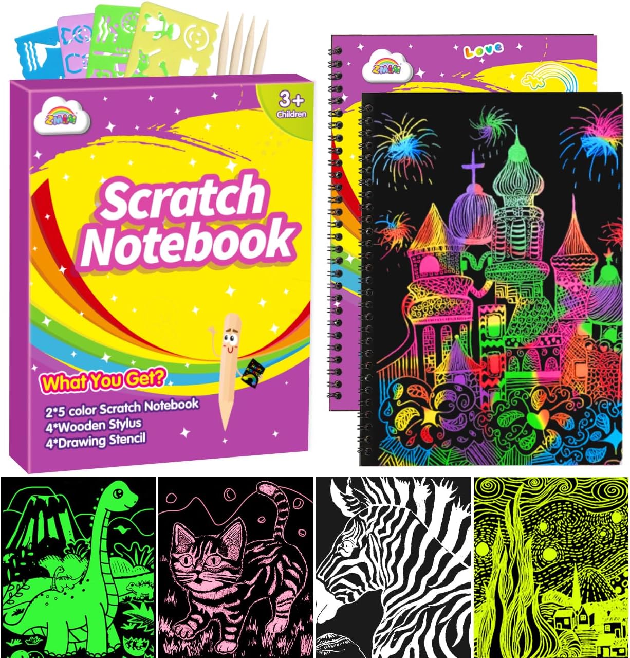 Amazon.com: ZMLM Scratch Art Books for Kids: 2 Pack Scratch Off ...