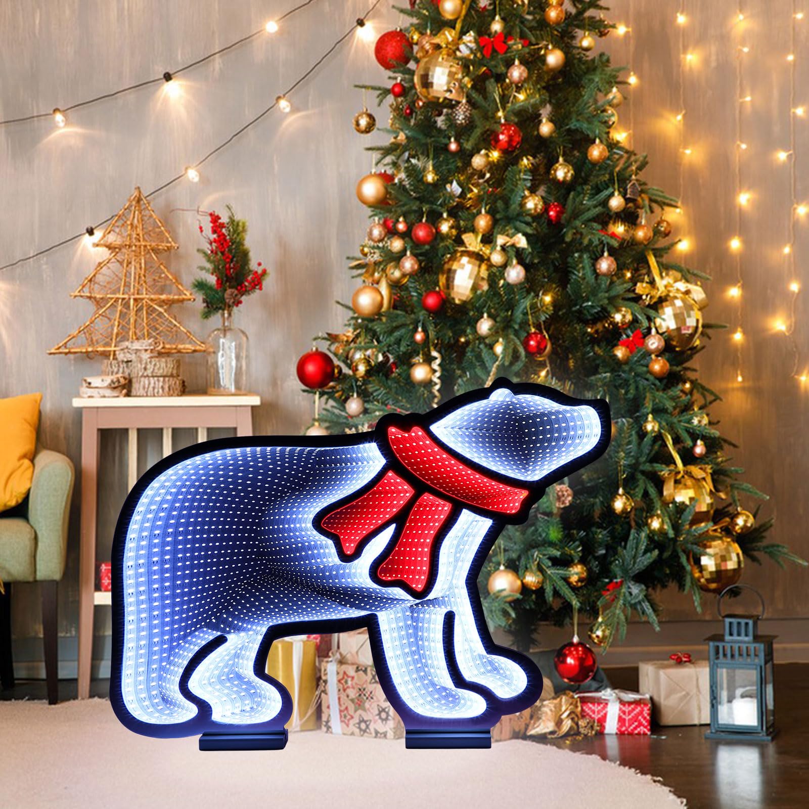 Amazon.com: Christmas Decorations Indoor for Polar Bear Lights Sign, 3D ...