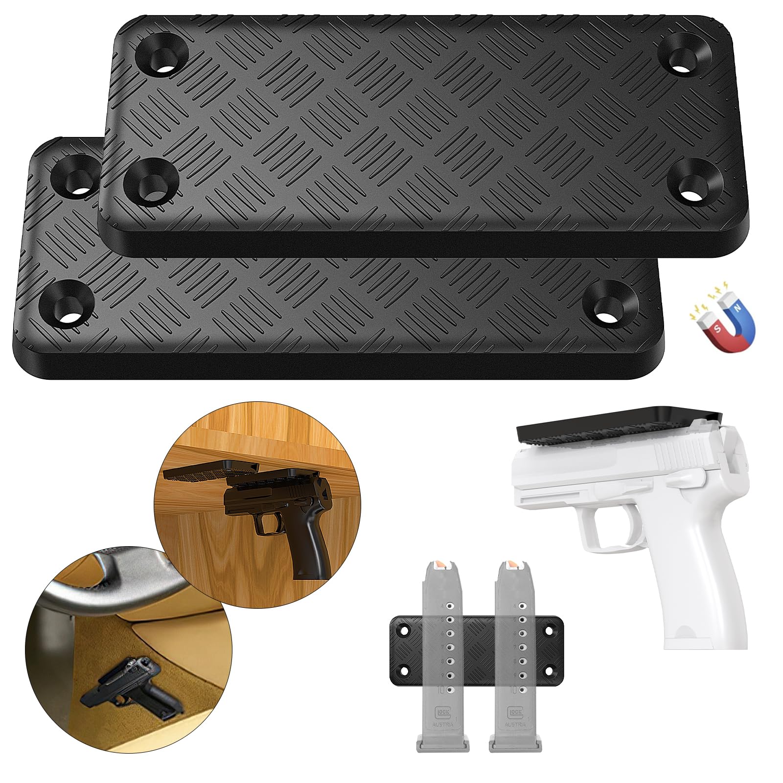 Snapklik.com : 2Pcs Gun Magnet Mount, 55 Lb Rating,Magnetic Gun Holster ...