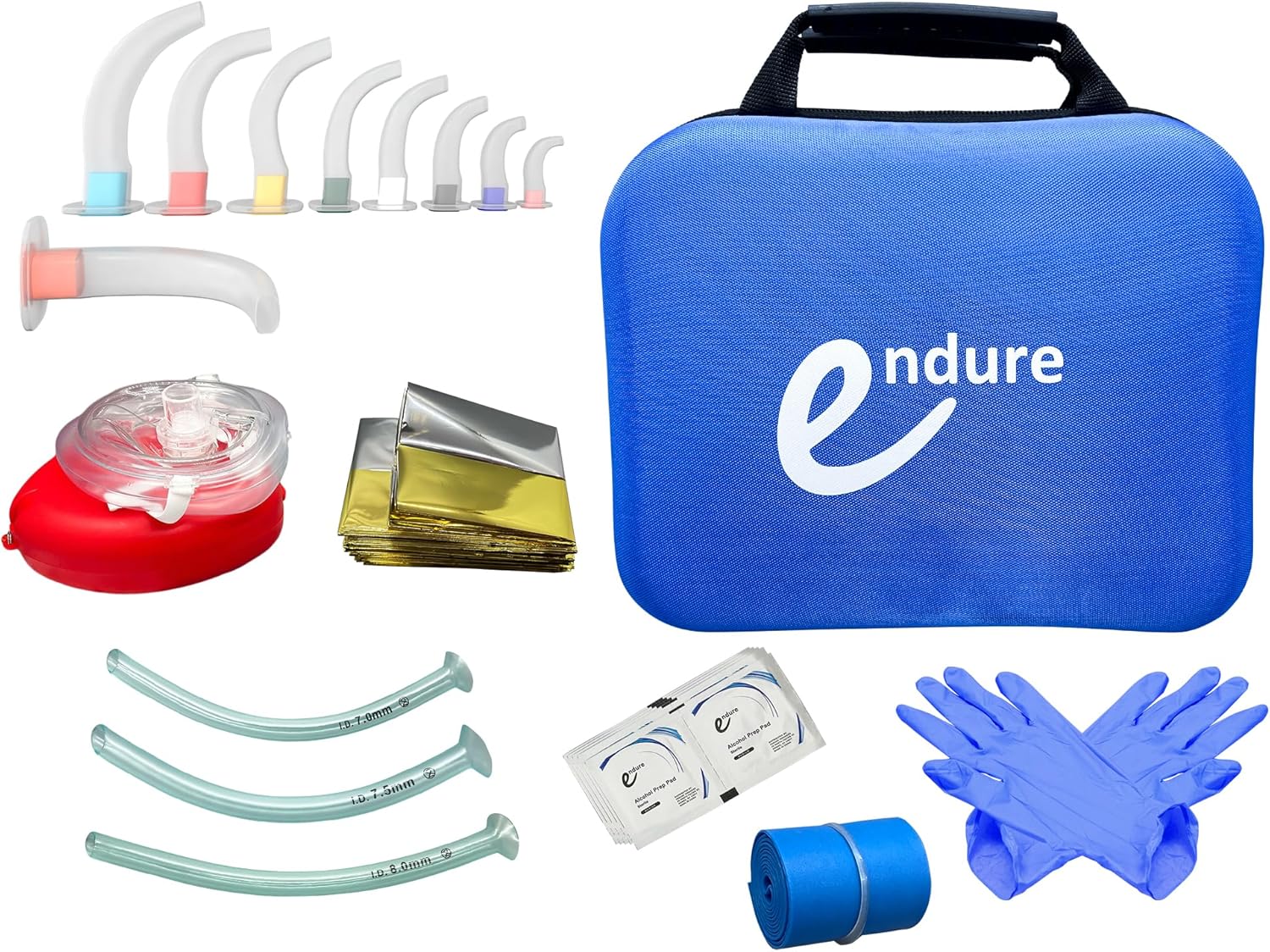 Amazon.com: Endure All-in-One EMS Kit | 21-Piece Airway Management Kit with CPR Mask, NPA, OPA ...