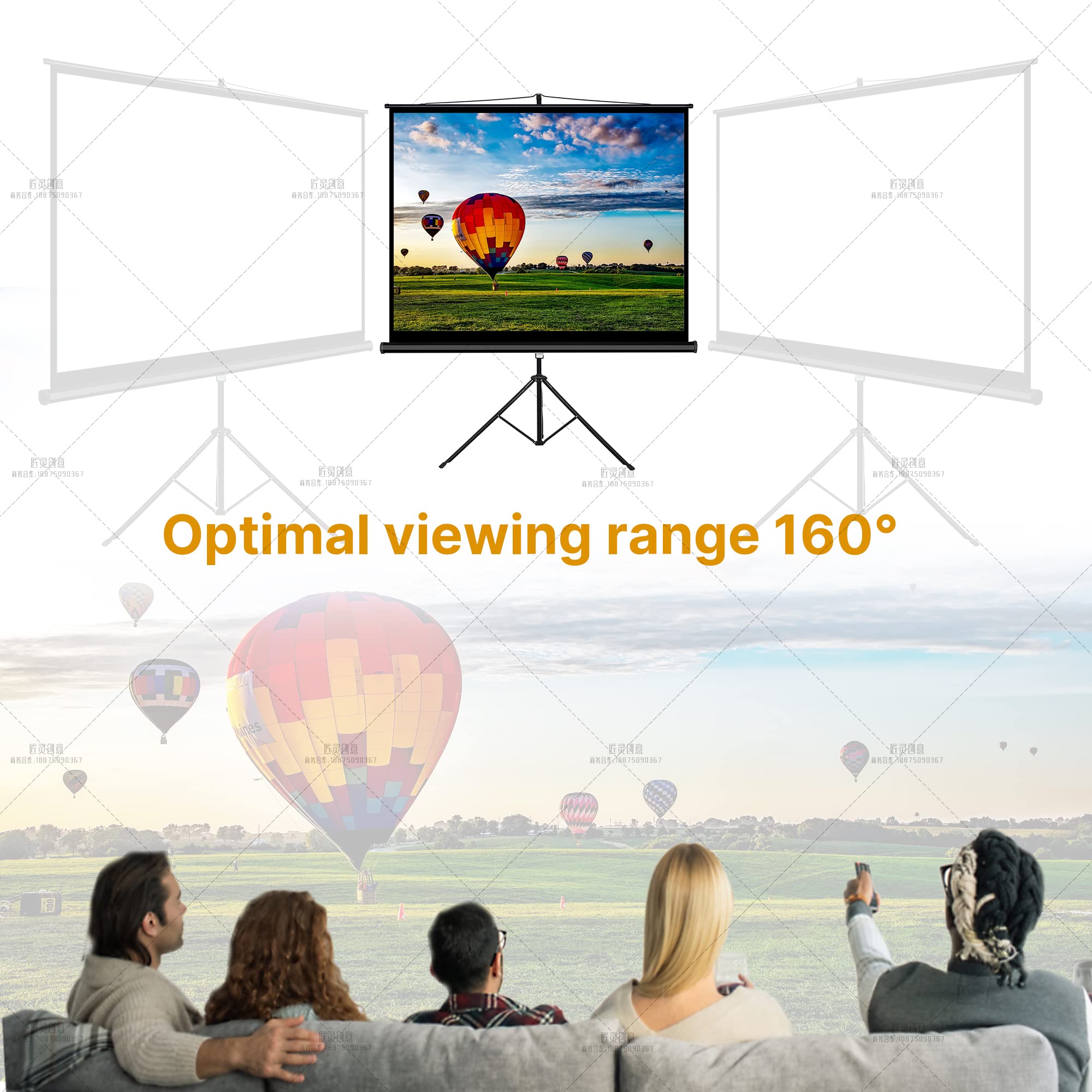 ProHT 100-inch Portable Projection Screen (05358), w/Pull Up Foldable ...