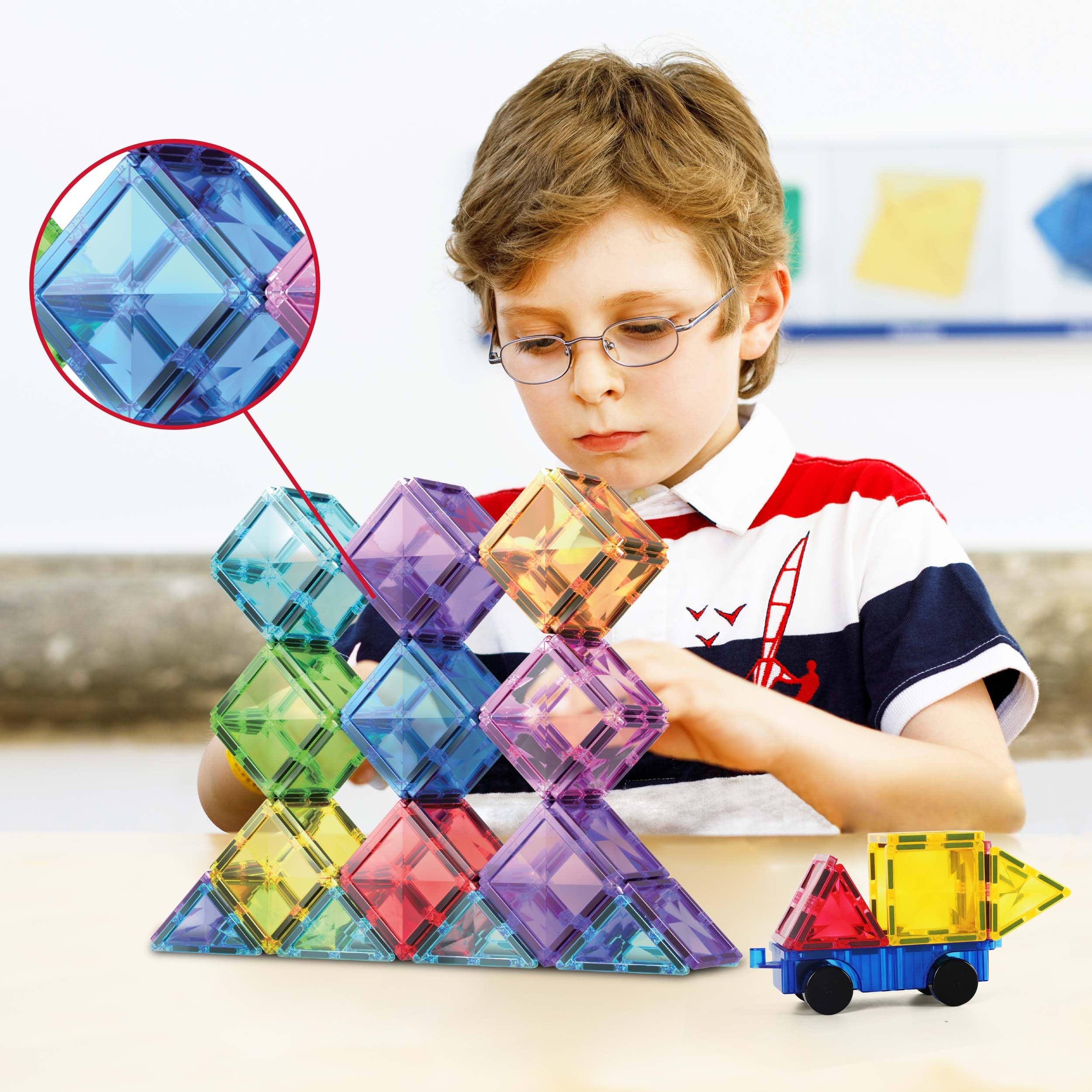 Snapklik.com : 80 Pieces Magnetic Building Tiles Magnet Toys Diamond ...