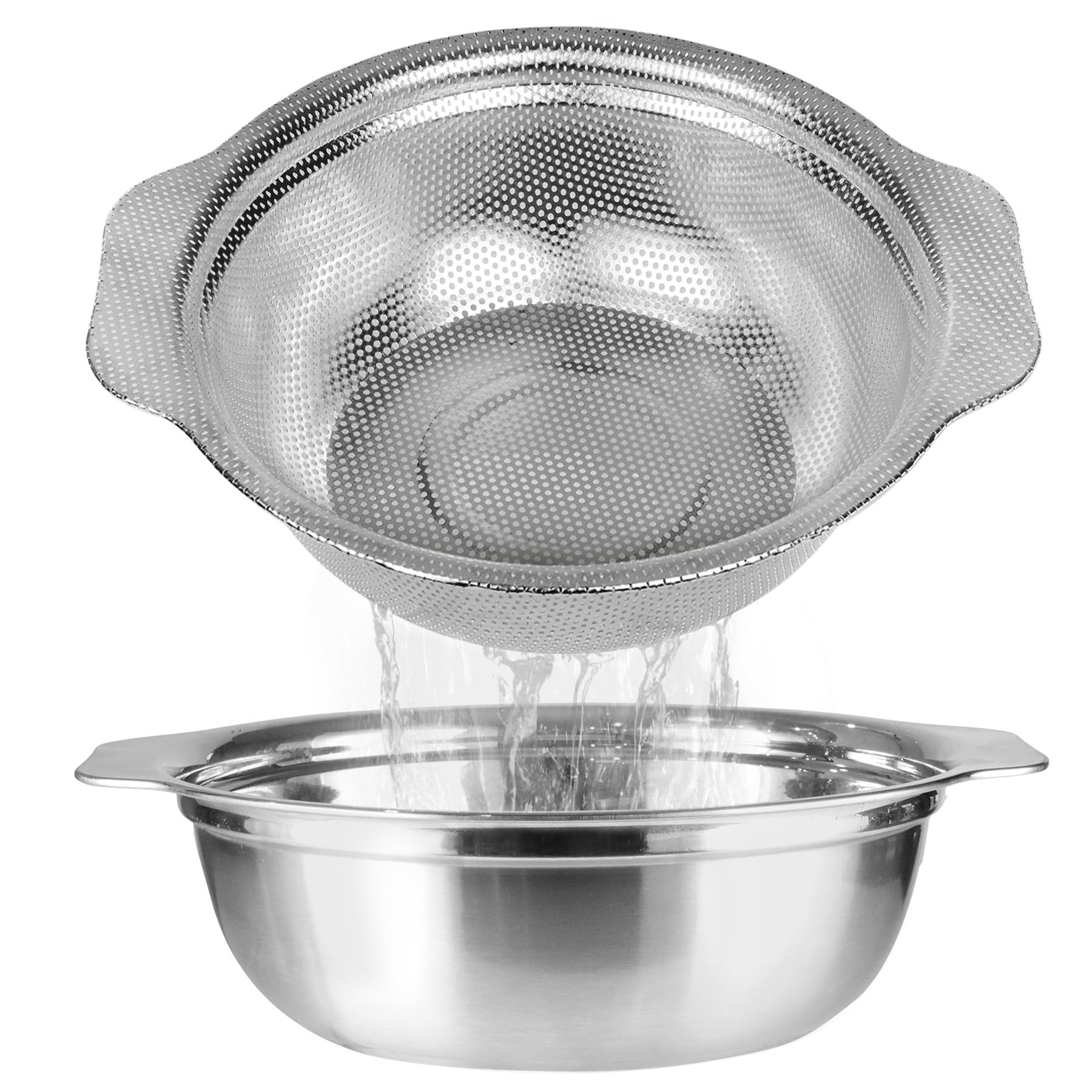 POPGRADE Stainless Steel Colander for Kitchen, 3QT Rice Washer Strainer ...