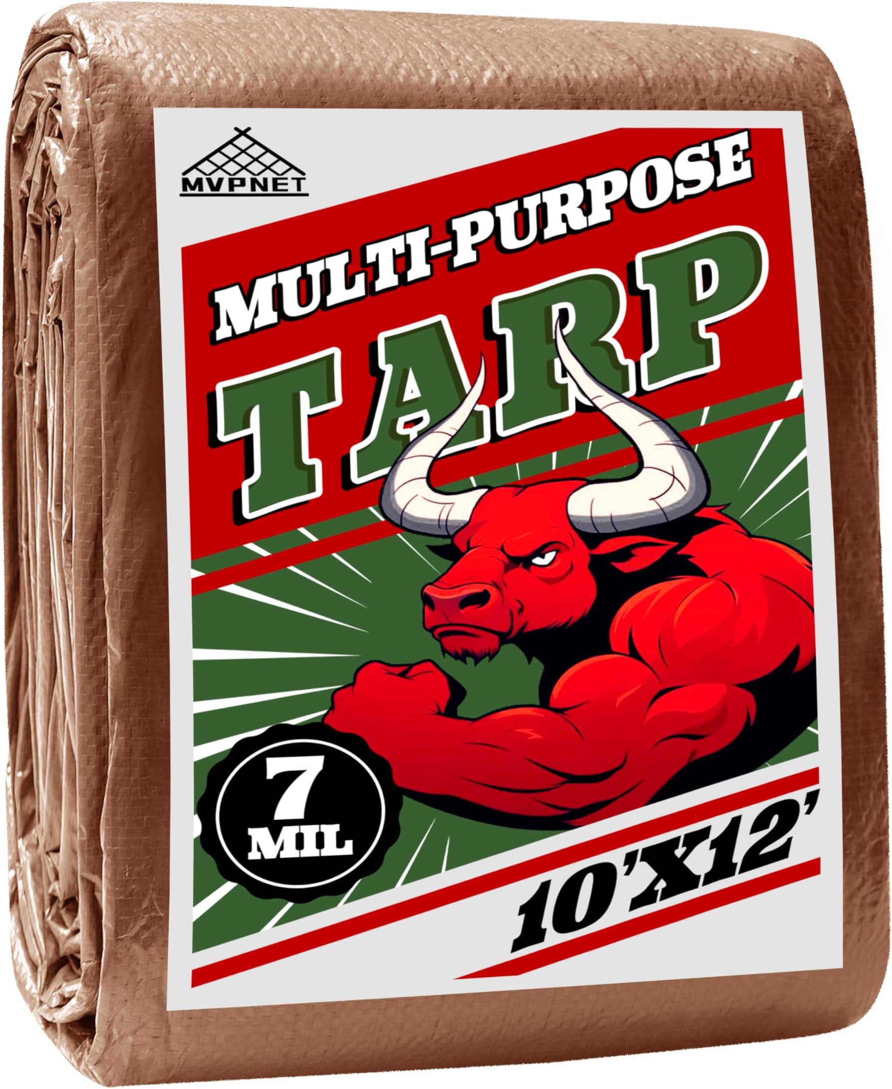 Bache Blanche 10 Ft. X 12 Ft. High Visibility RED Tarp - 3.3 Oz Large Tarp
