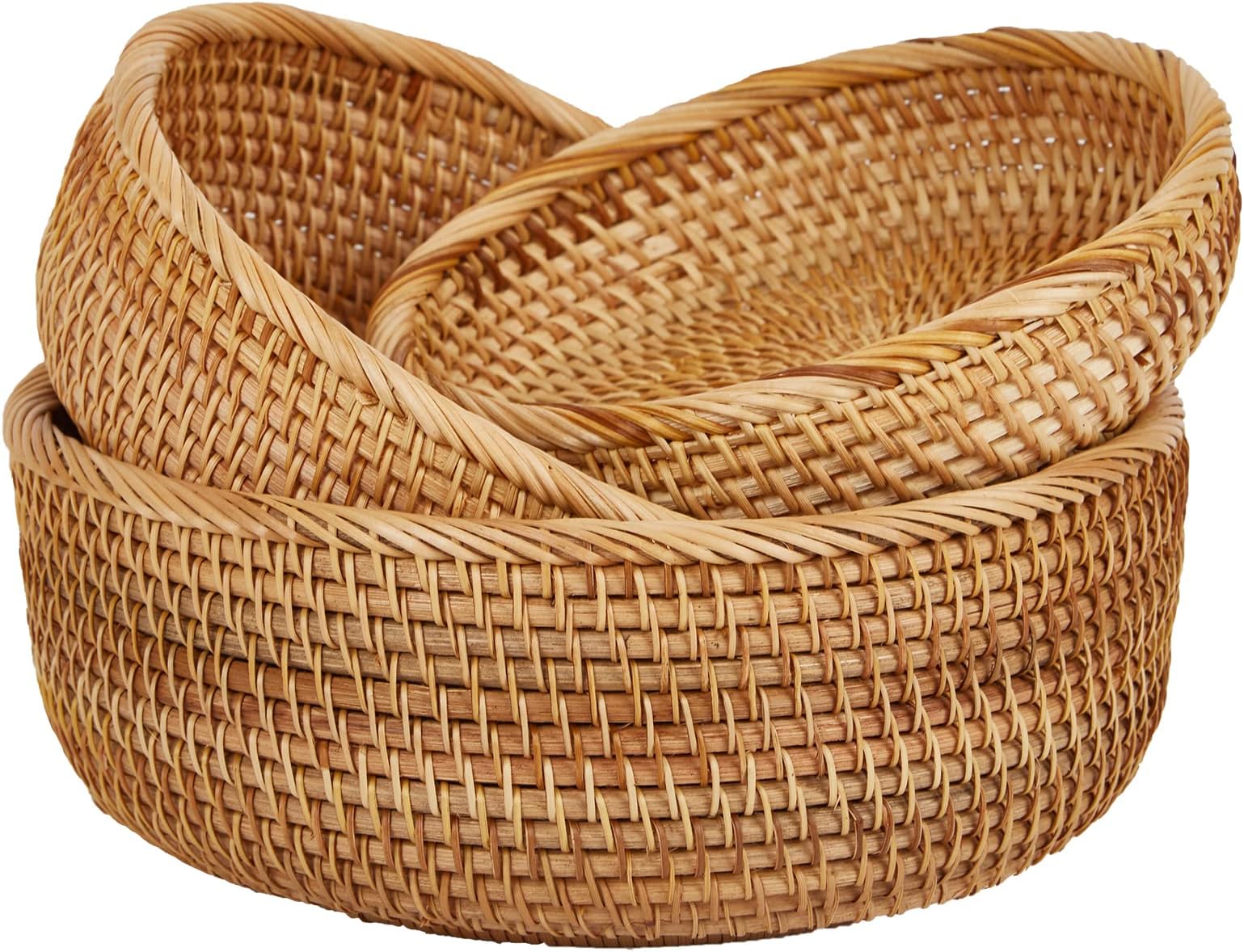 Amazon.com: Layhit 5 Pcs Round Rattan Basket Bread Baskets for Serving ...