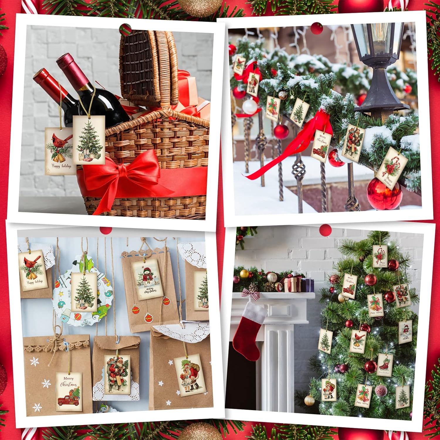 Buy Spiareal 200 Pieces Vintage Christmas Gift Tags Traditional Vintage ...