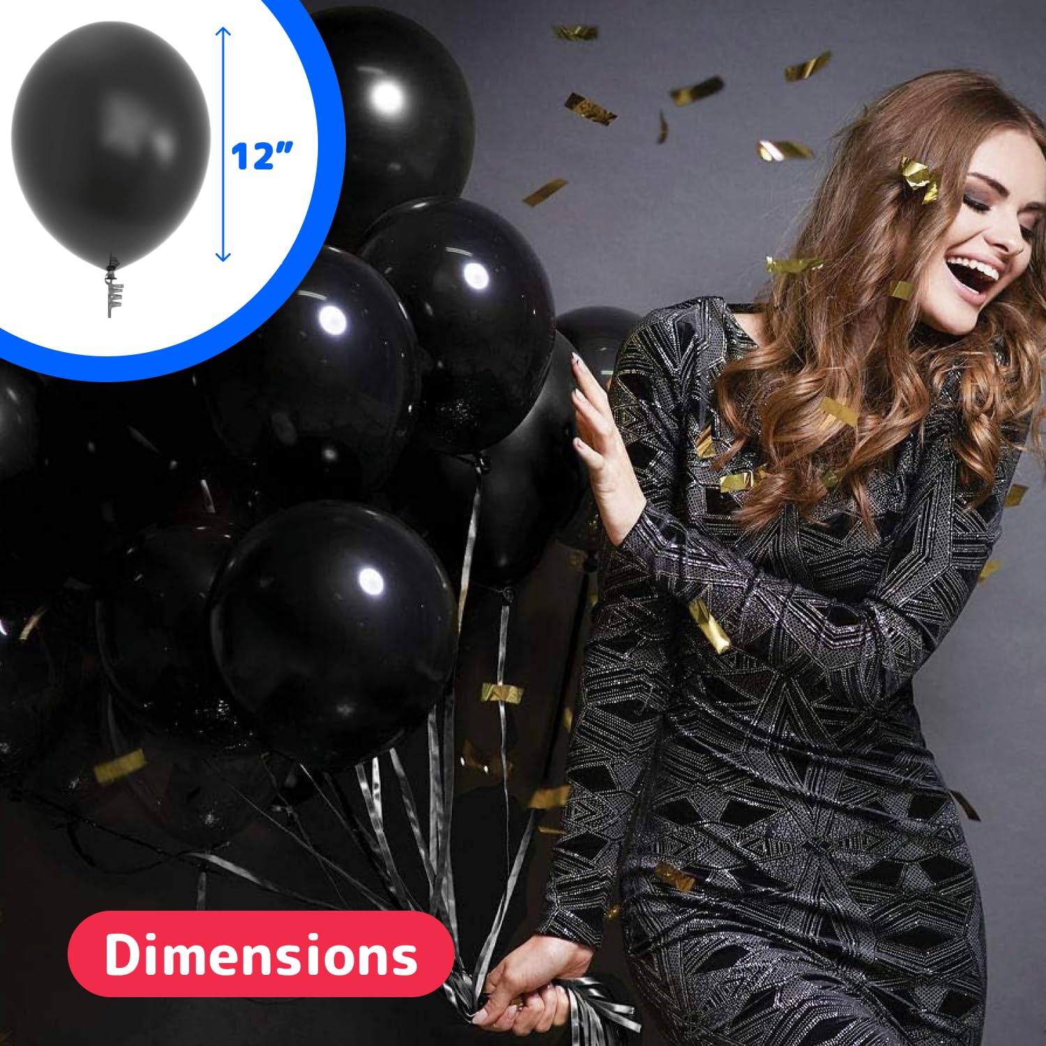 Snapklik.com : Prextex 75 Black Party Balloons - 12 Inch Black Balloons