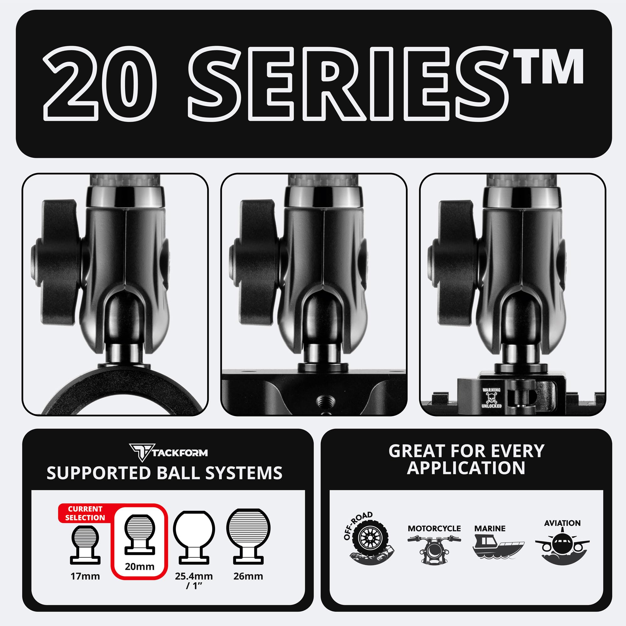 Snapklik.com : Tackform 5" Long 20mm Ball And Socket Arm DuraLock 20 ...
