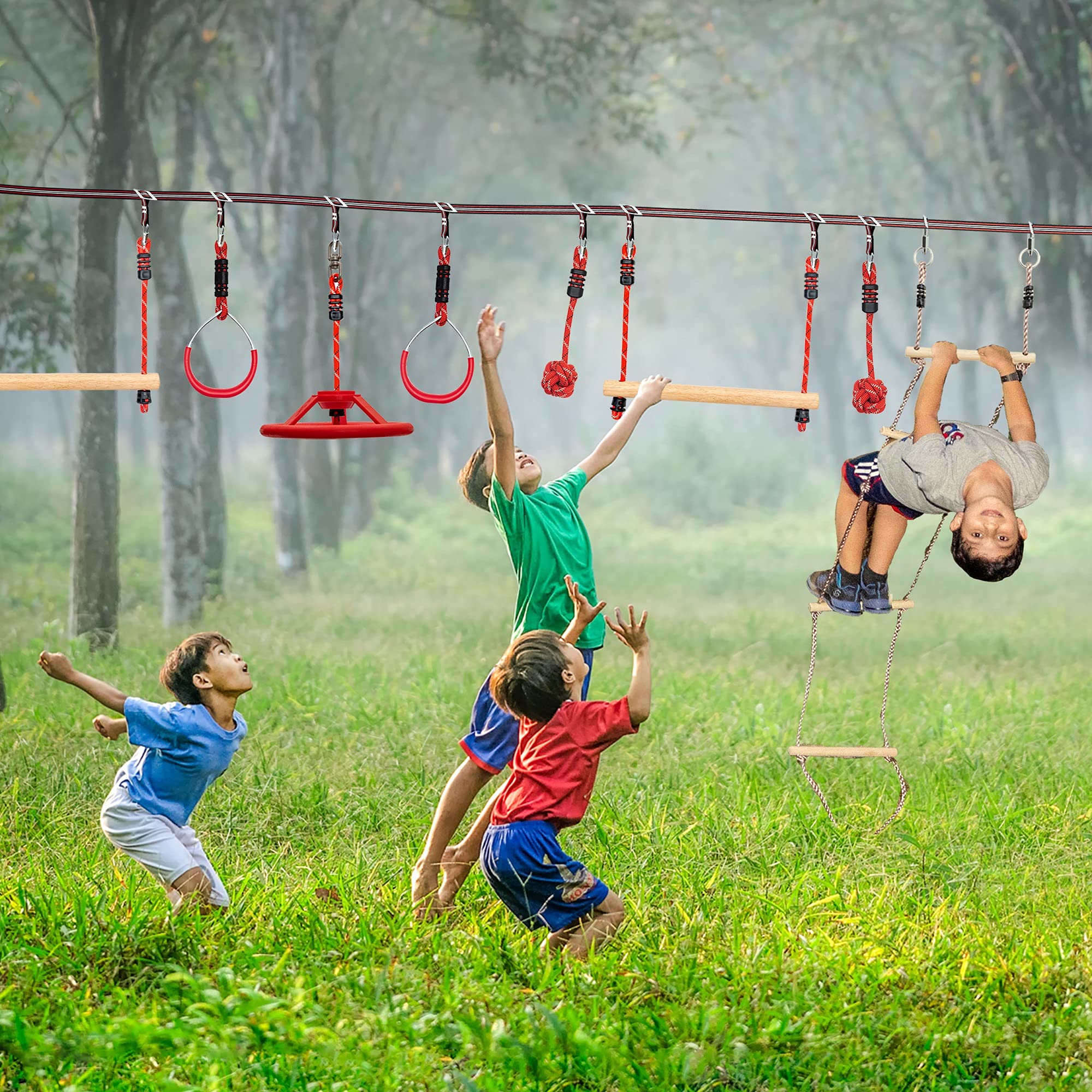 Buy Merrvey Ninja Warrior Obstacle Course for Kids 50FT American Ninja ...