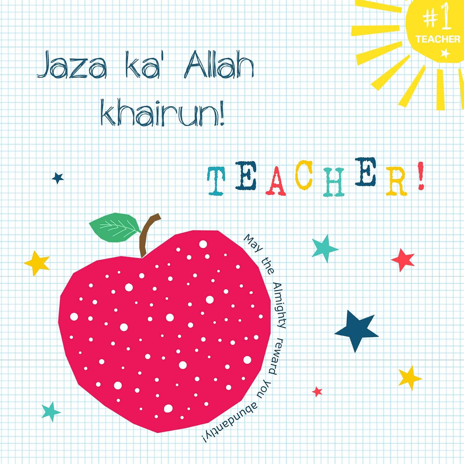 Islamic Moments Jaza ka' Allah Khairun Teacher Appreciation Card ...