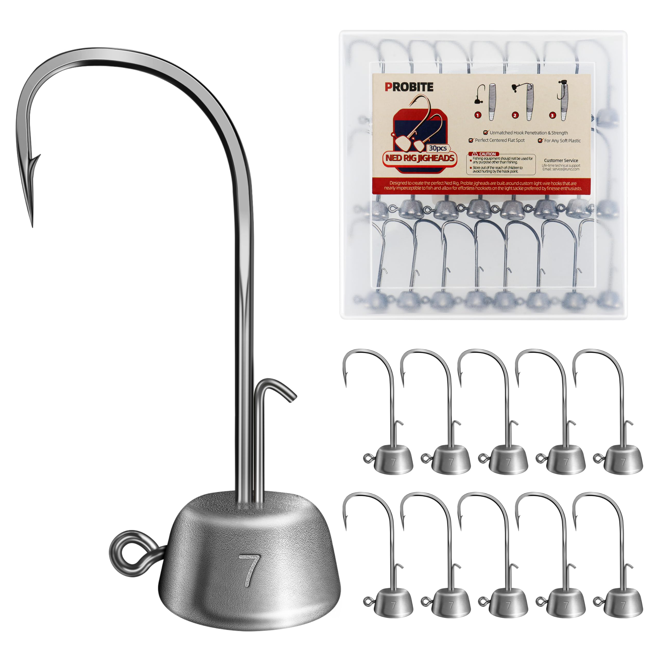 Amazon.com : PROBITE Ned Rig Jig Heads Kit – 30pcs Mushroom Jighead ...