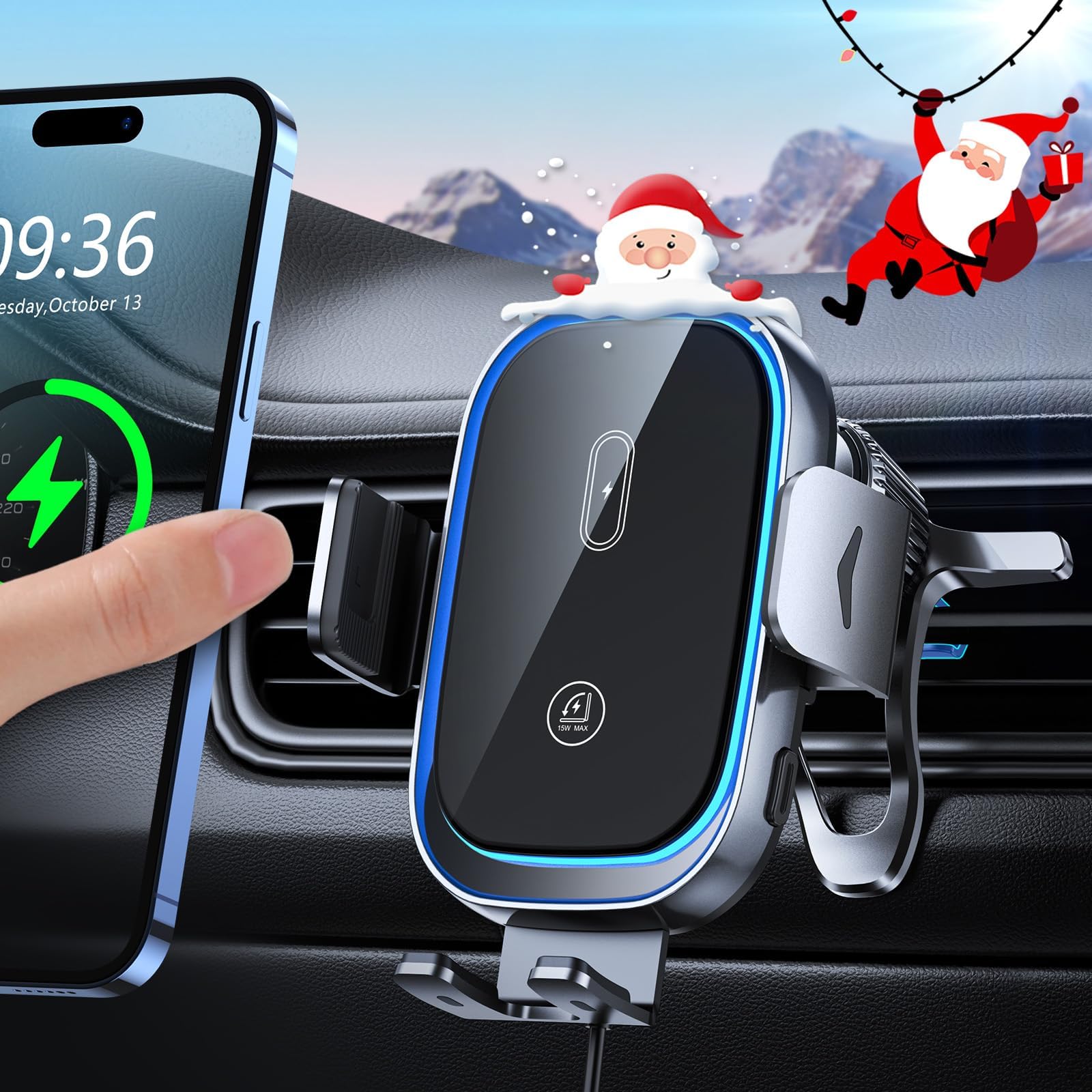 Amazon.com: OBRFFE Wireless Car Charger Mount Auto-Clamping, Dual-Coil ...