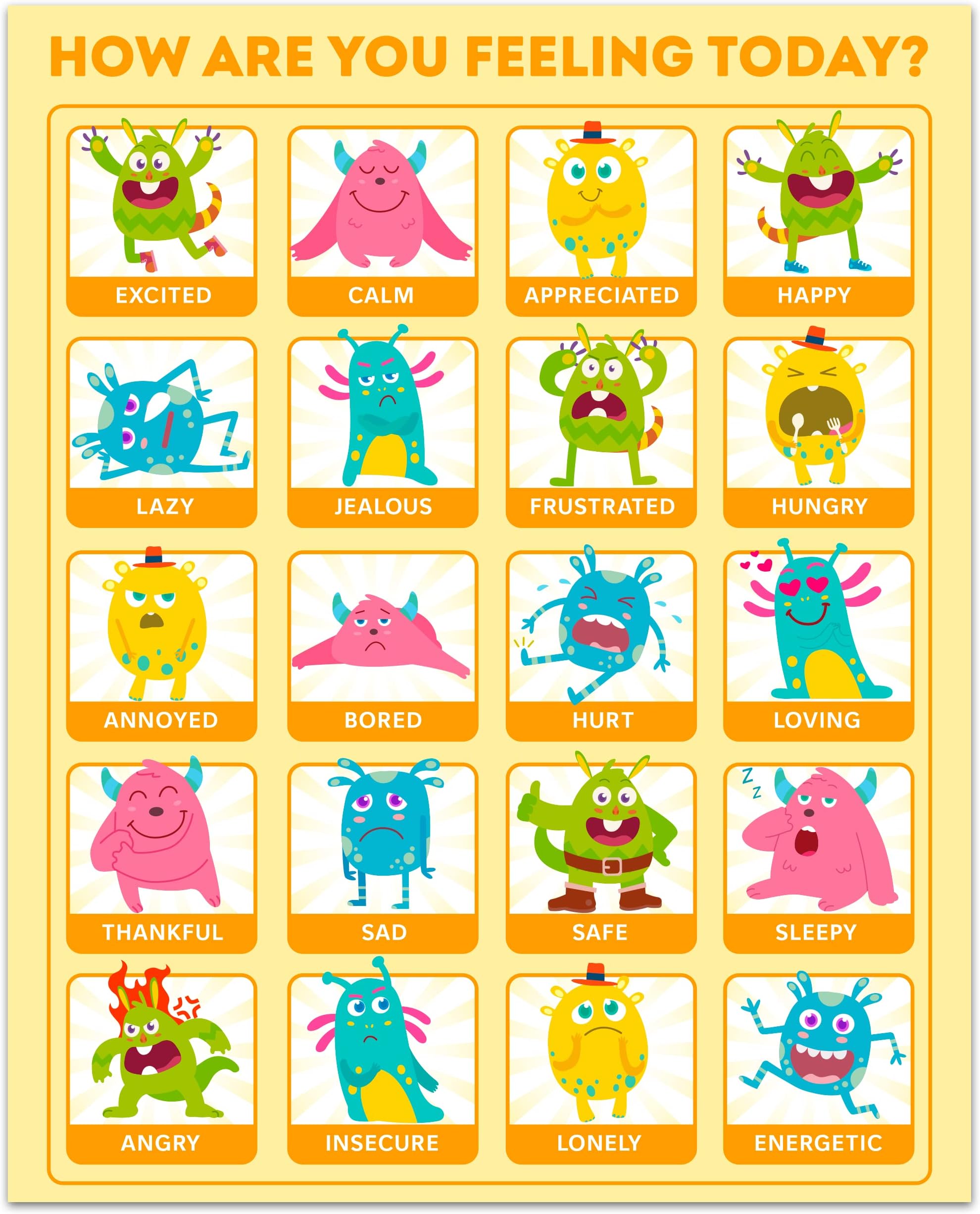 Feelings Chart Dry Erase Emotions Chart For Kids Magnets Feeling ...