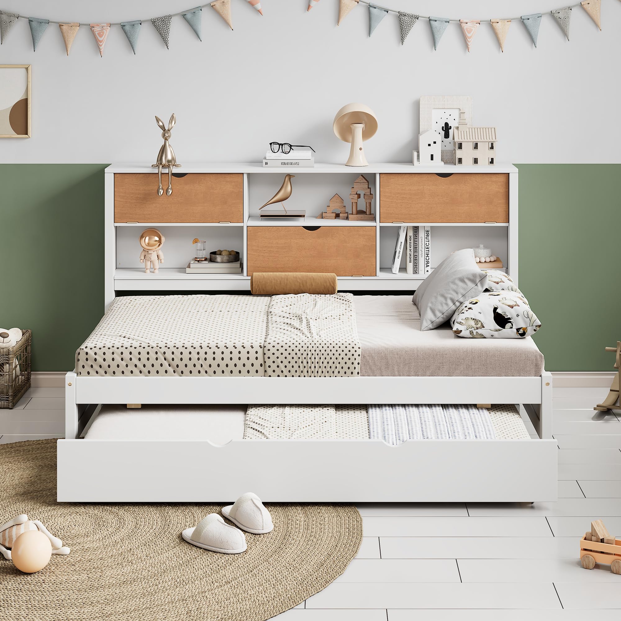 Amazon.com: LUSPAZ Twin Size Wood Captain Bed Frame with Trundle and ...