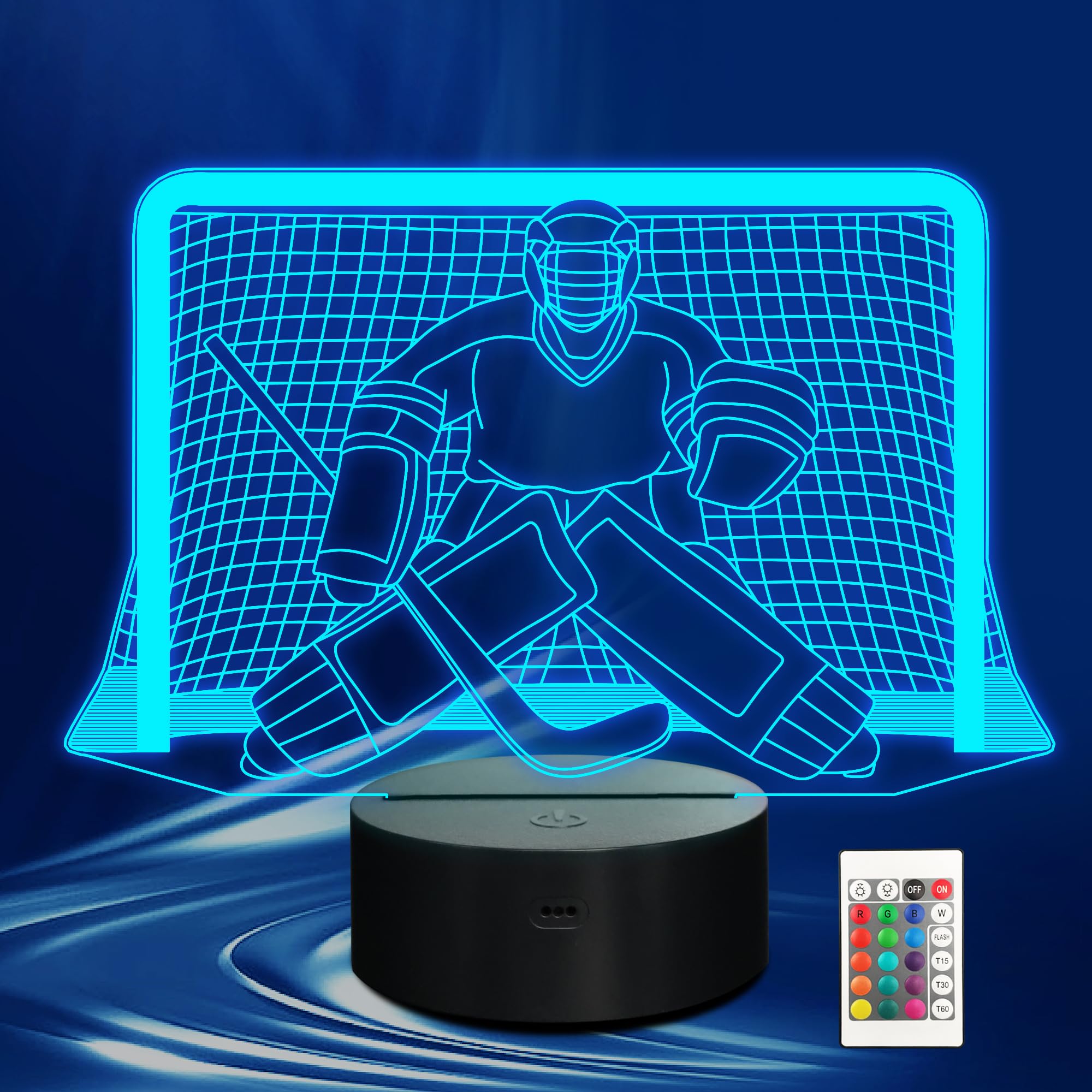 CoolGift Mart Ice Hockey Night Light, 3D LED Optical Illusion Lamp with ...