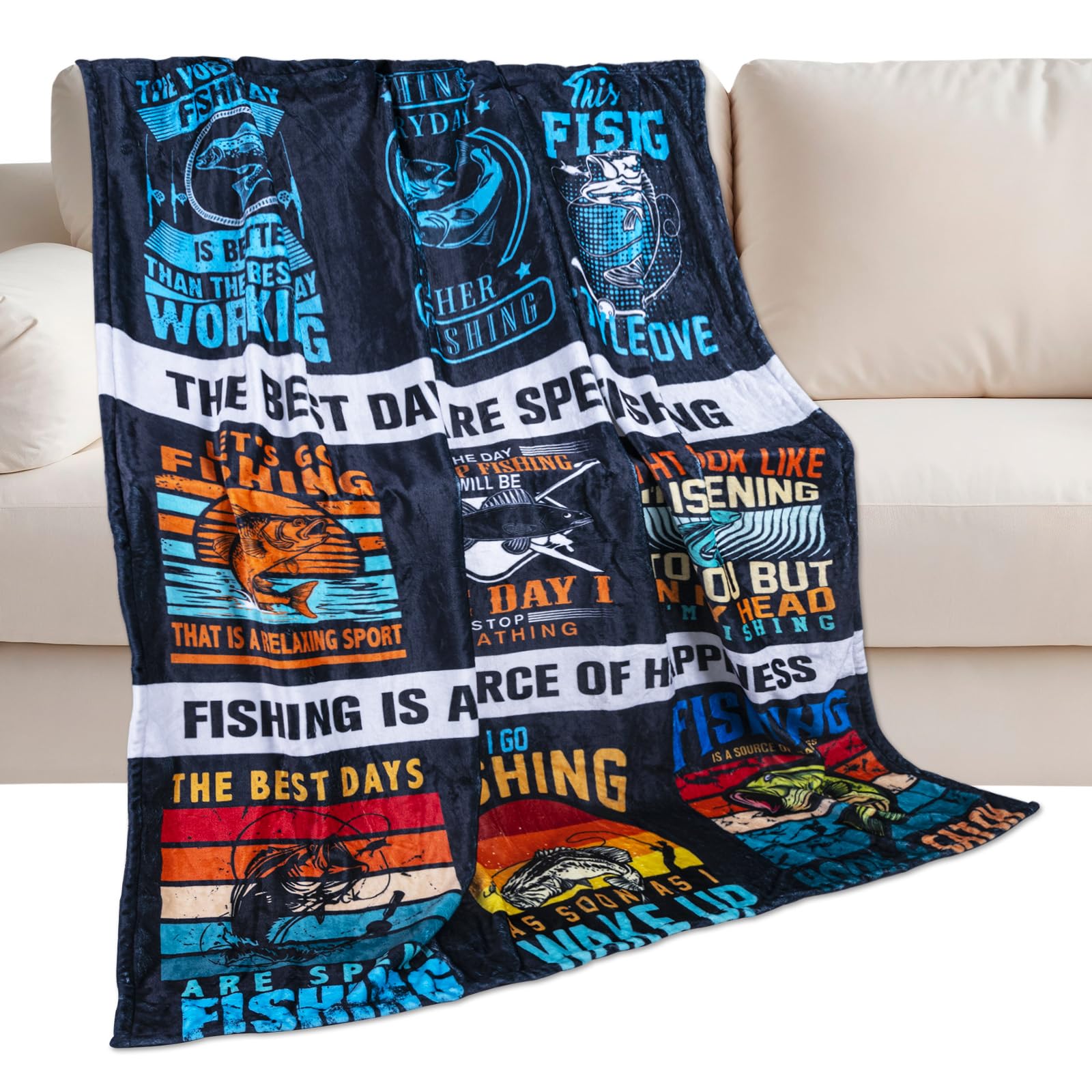 Goture Fishing Throw Blanke, Fishing Gifts for Men Dad Fishing Lover ...