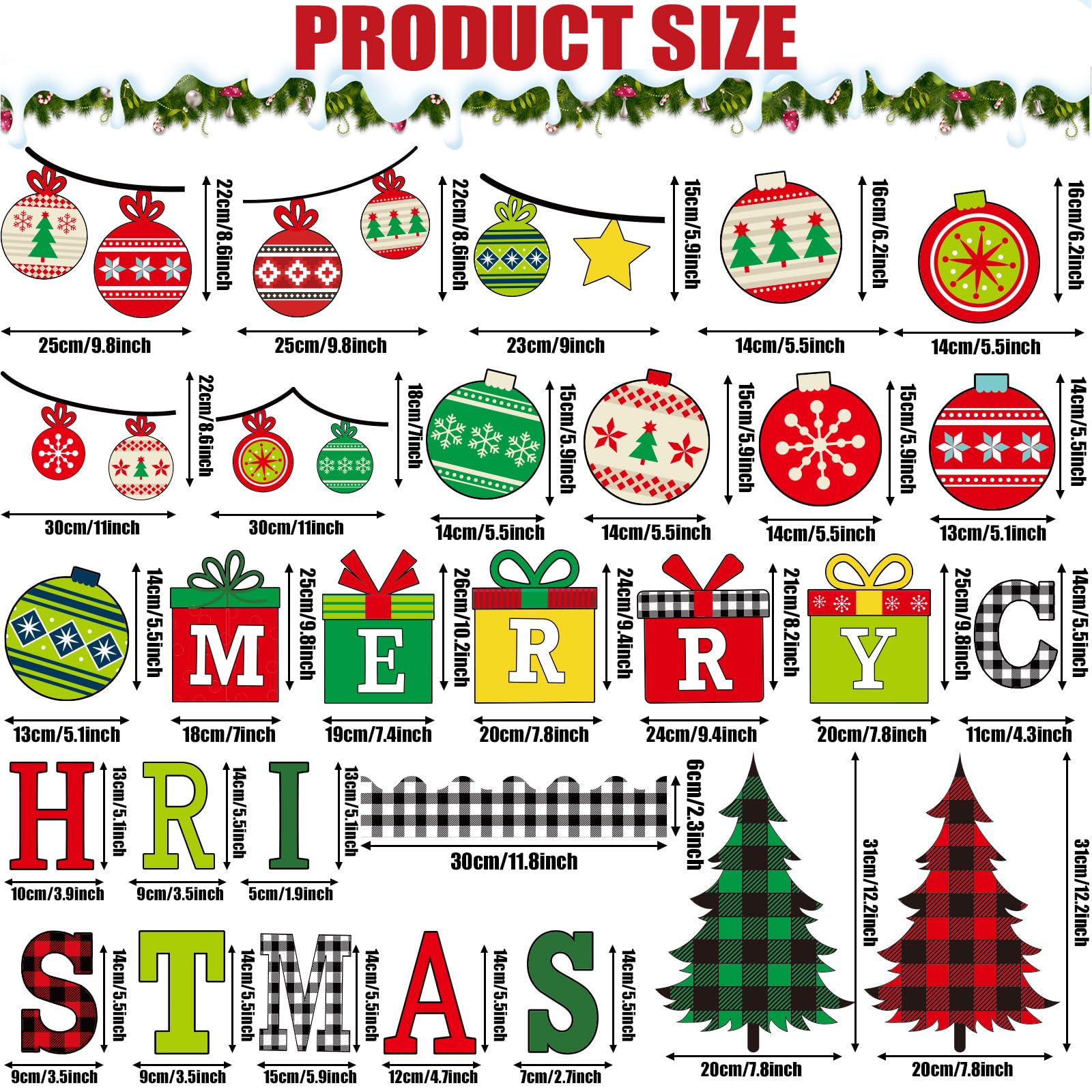 Snapklik.com : 44PCS Christmas Paper Bulletin Board Set Yuletide ...