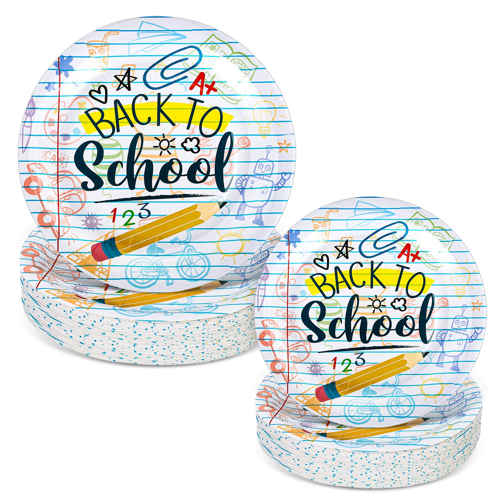 Amazon.com: Whaline 50Pcs Back to School Paper Plates School Season ...