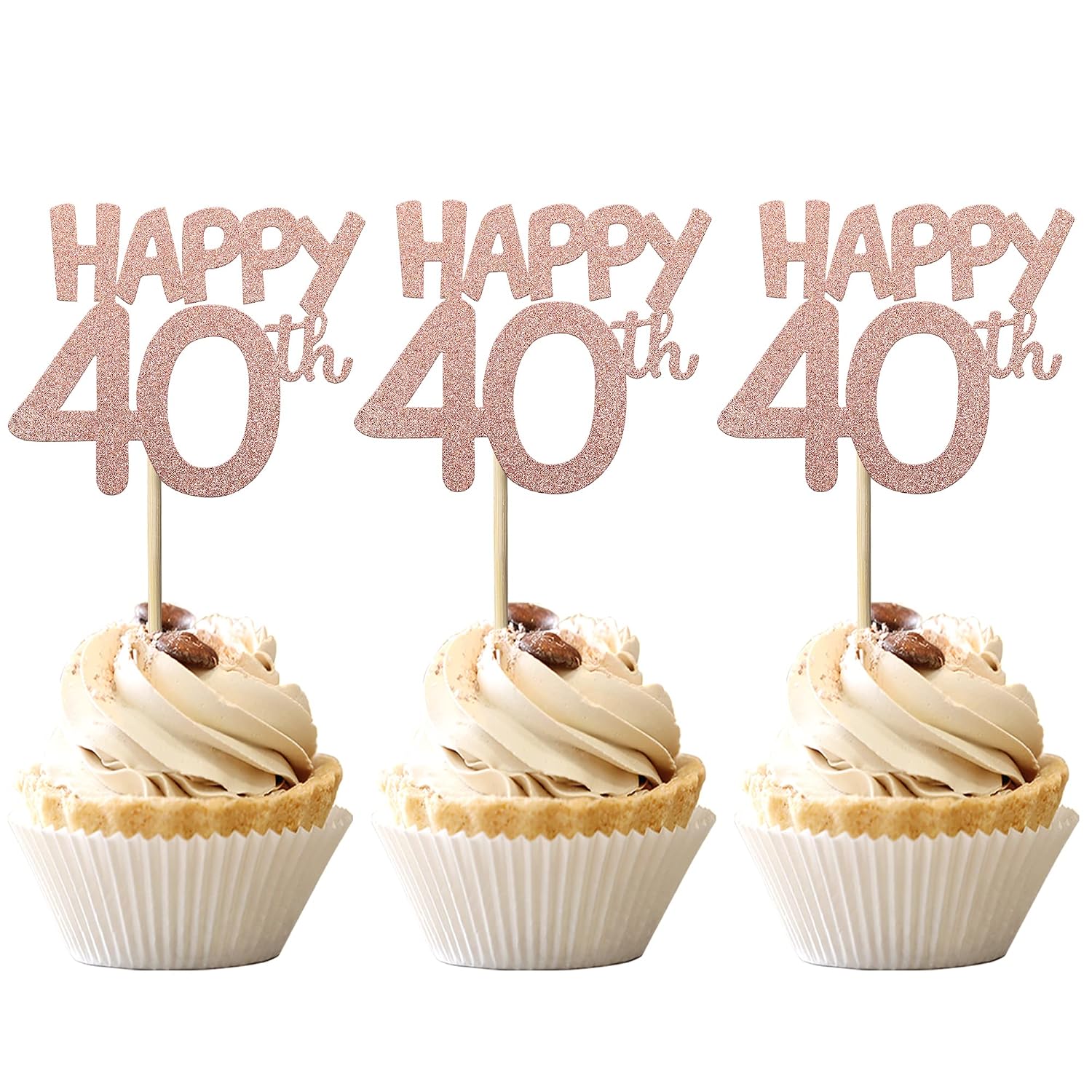 Amazon.com: 24 PCS Happy 40th Cupcake Toppers Glitter Forty Cheers to ...