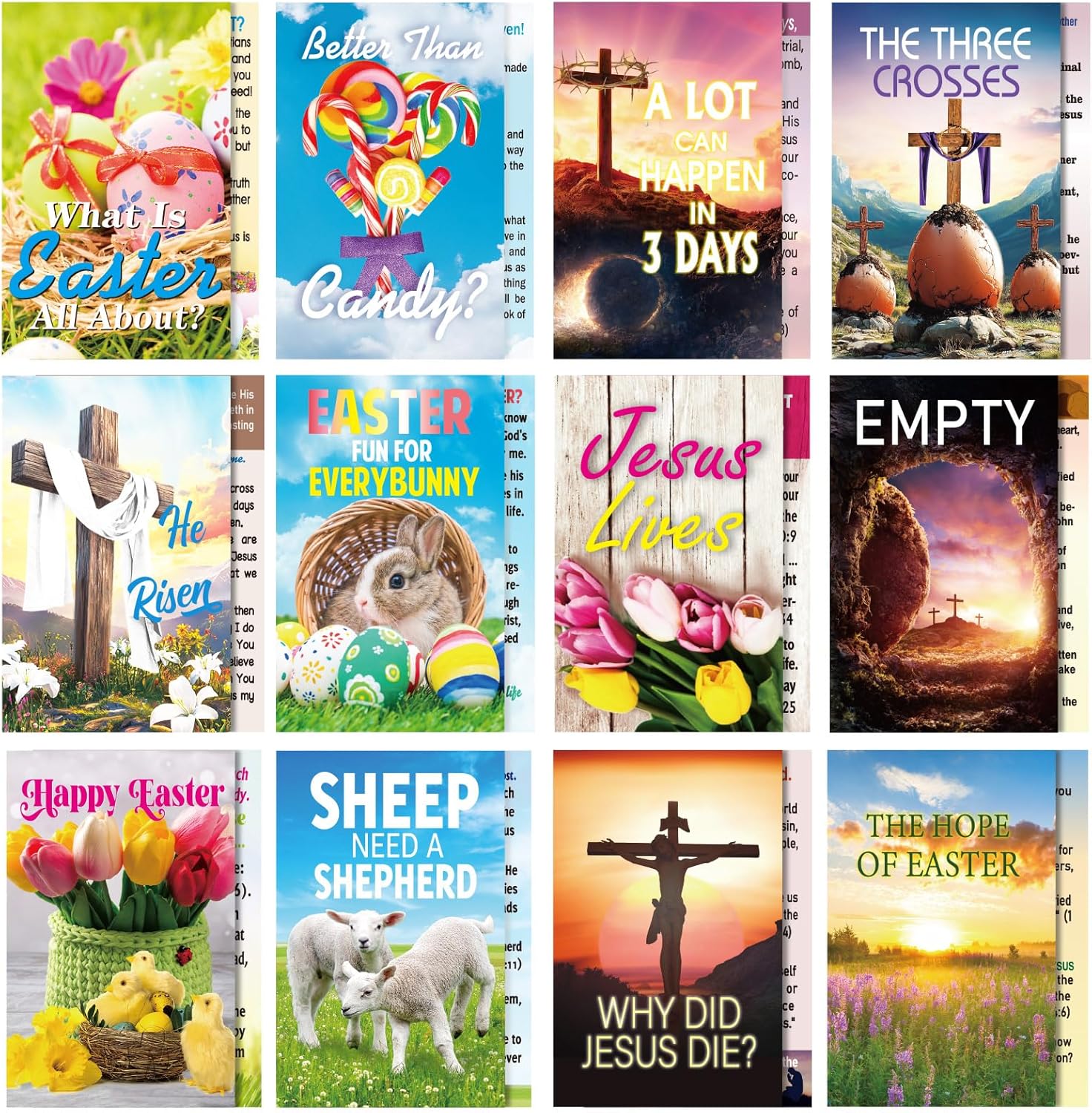 Amazon.com : 240 Pcs Easter Gospel Tract Card 12 Styles Plan of ...