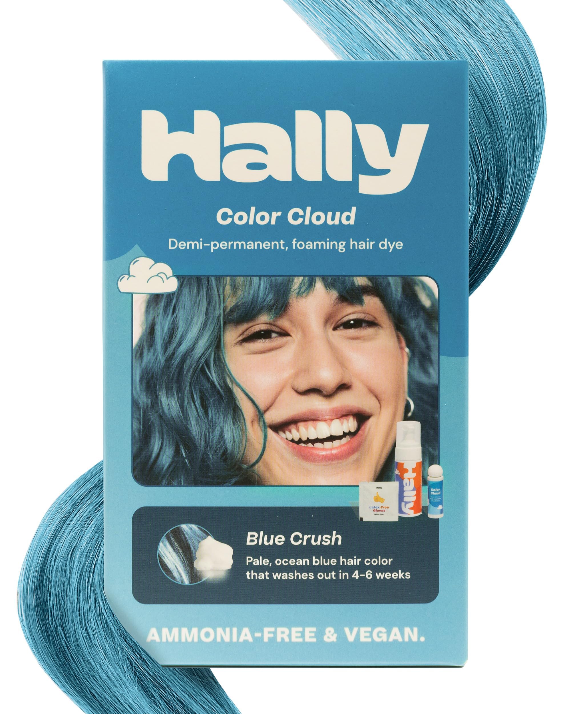 HALLY Color Cloud - Foaming Semi-Permanent Hair Dye Kit, Mess-Free ...