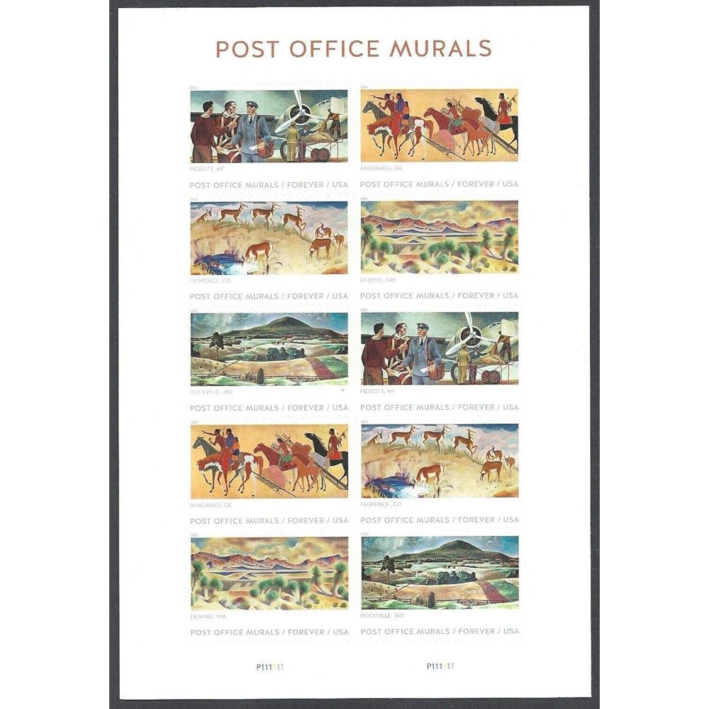 $3/mo - Finance Post Office Murals Pane of 10 Forever Postage Stamps ...