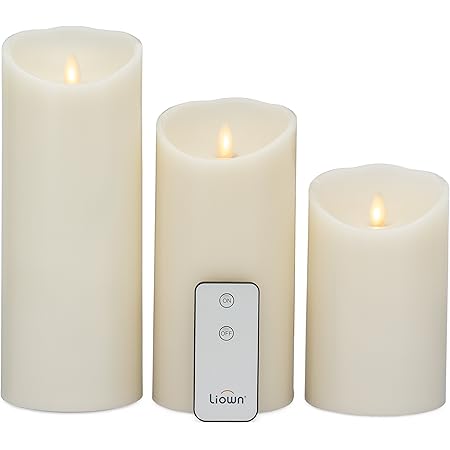 Amazon.com: Raz Imports Push Flame Ivory Pillar Candles with Remote ...