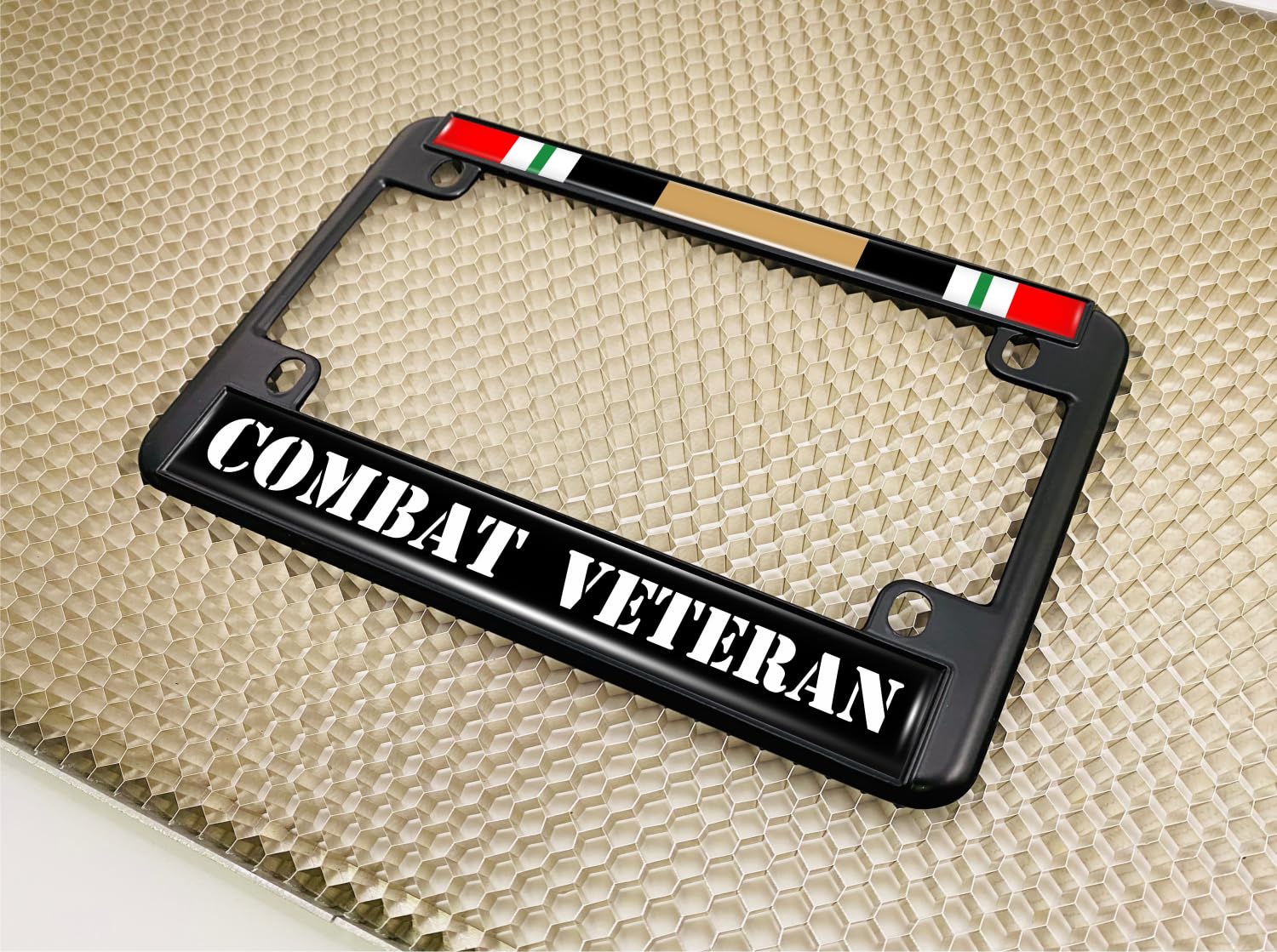 Motorcycle Metal License Plate Frame with Iraq Combat Veteran Design | eBay