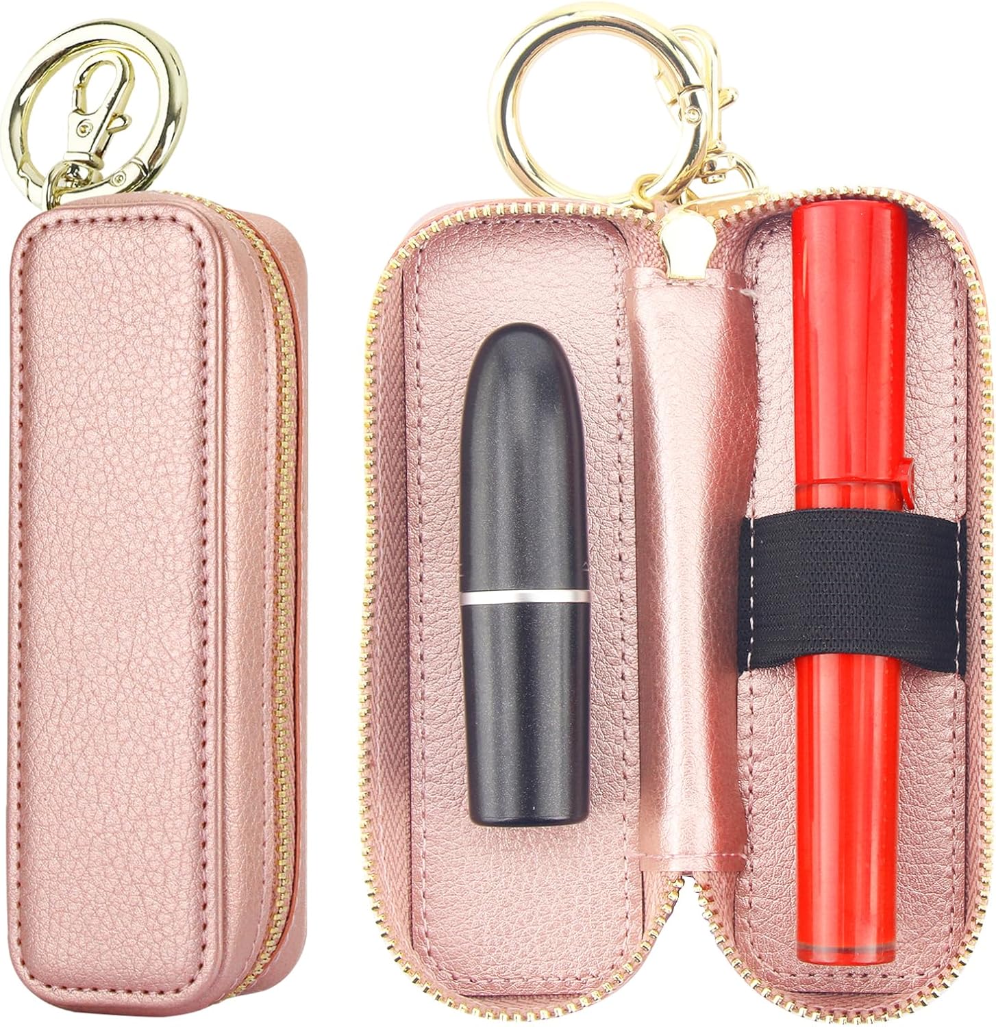 Amazon.com : Bocasal Leather Lipstick Case Holder Chapstick Keychain ...