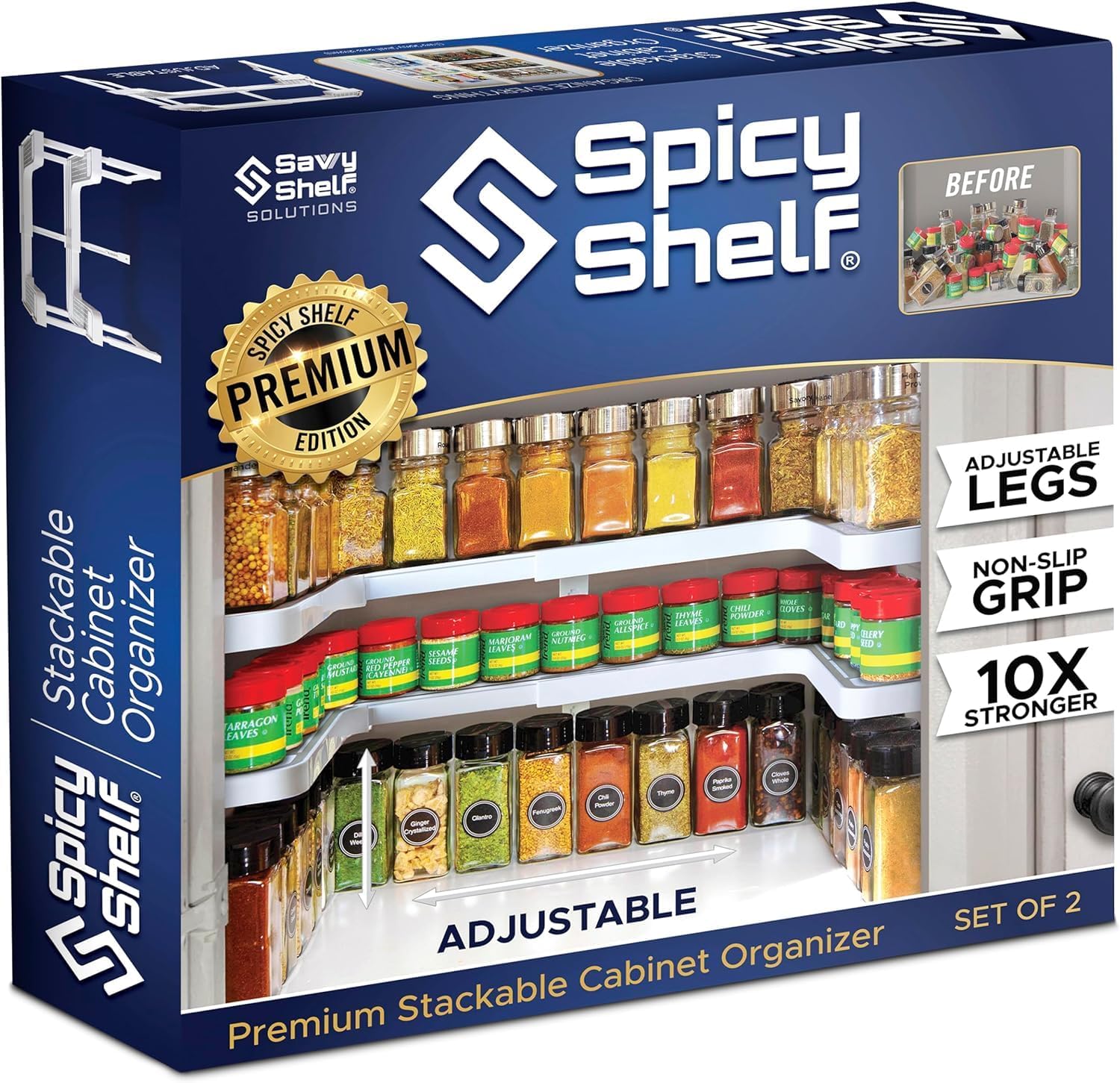 Amazon.com: Spicy Shelf Spice Rack and Stackable Organizer 1 Set of 2 ...