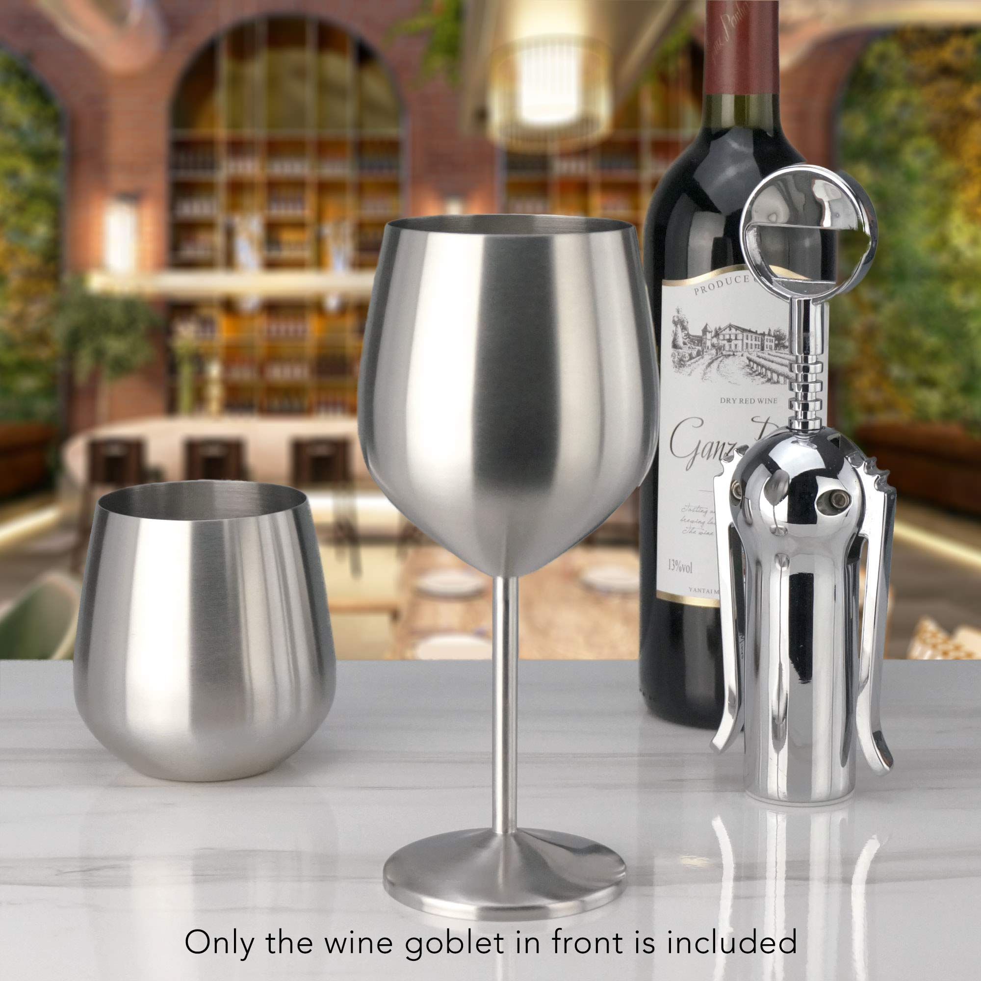 Snapklik.com : Set Of 4 Stainless Steel Wine Glass - 18.5oz Silver ...