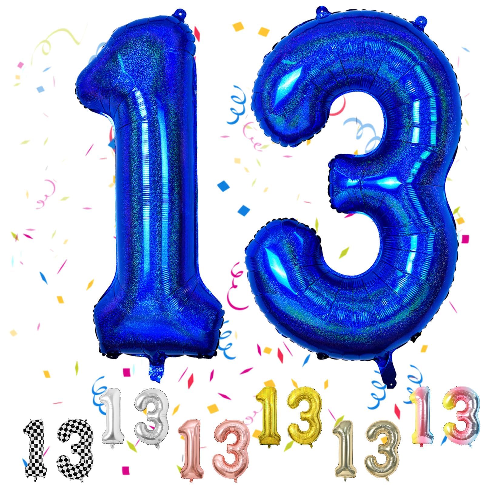 Amazon.com: Dark Blue Number 13 Balloons, 13rd Birthday Balloon, 40inch ...